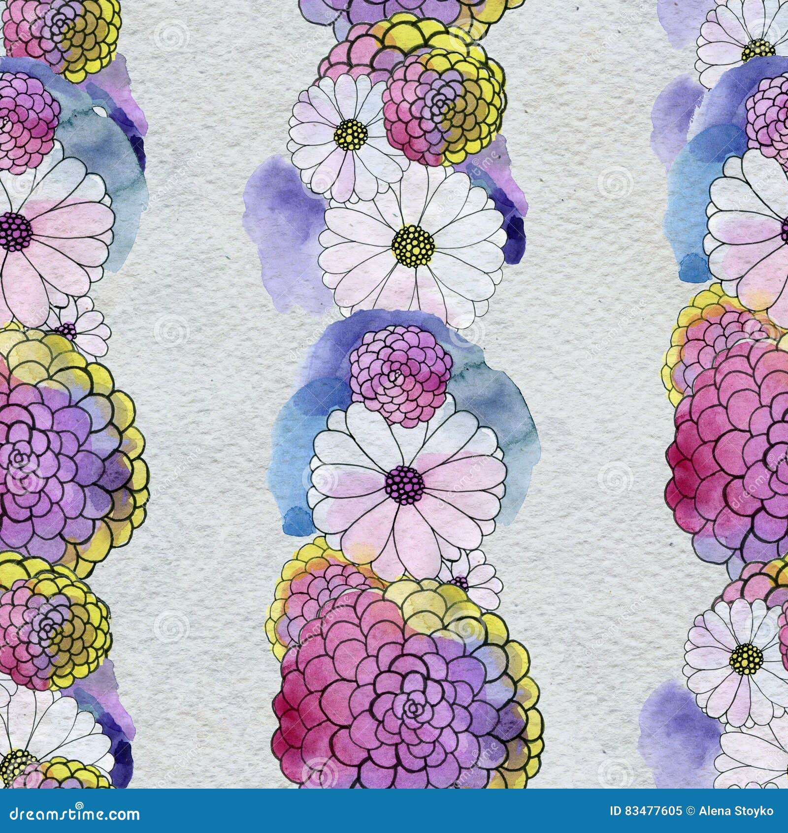 Seamless Floral Pattern with Asters and Daisy Flowers Stock ...