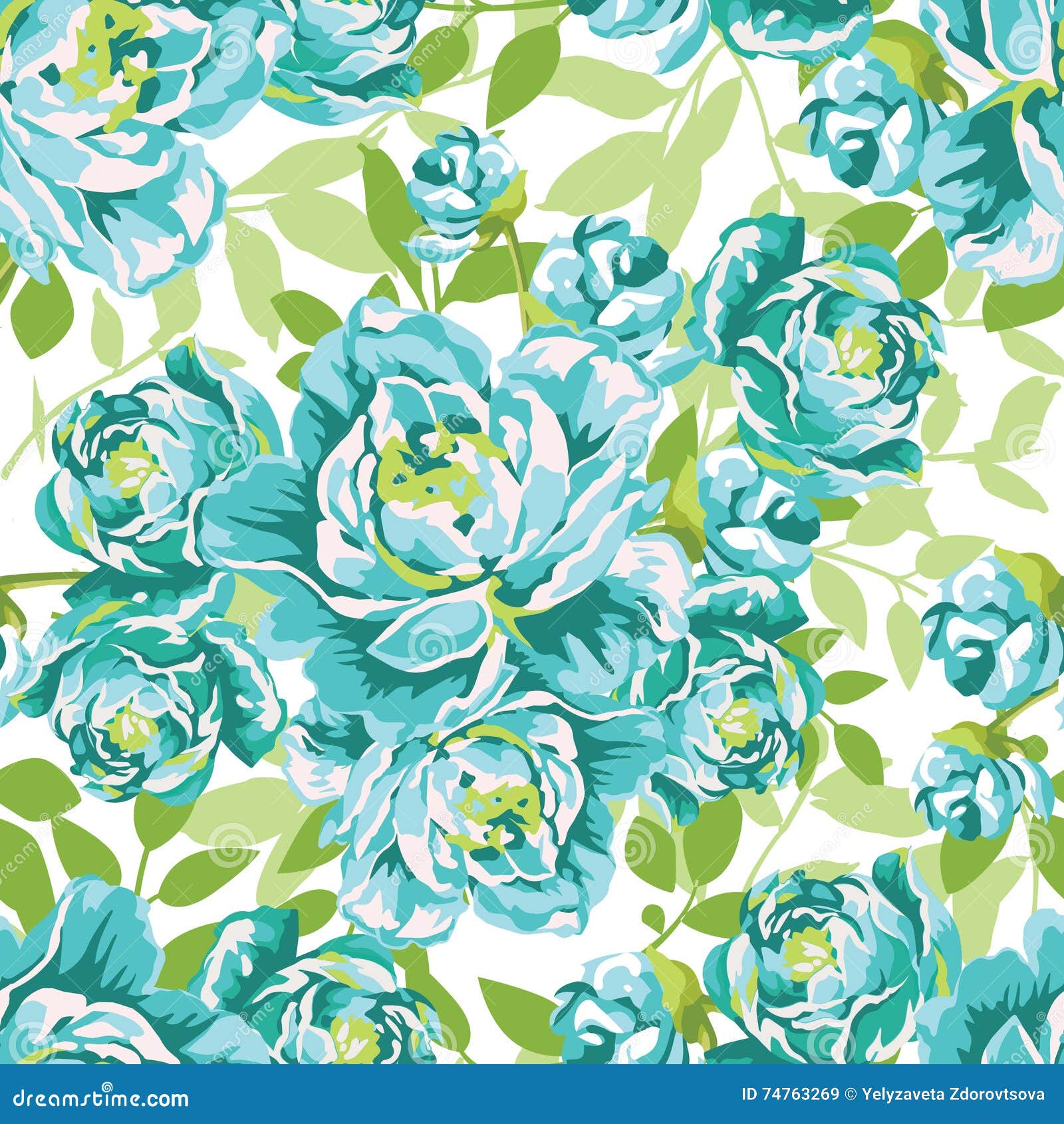 Seamless Floral Pattern with Big Blue Peonies Stock Vector ...