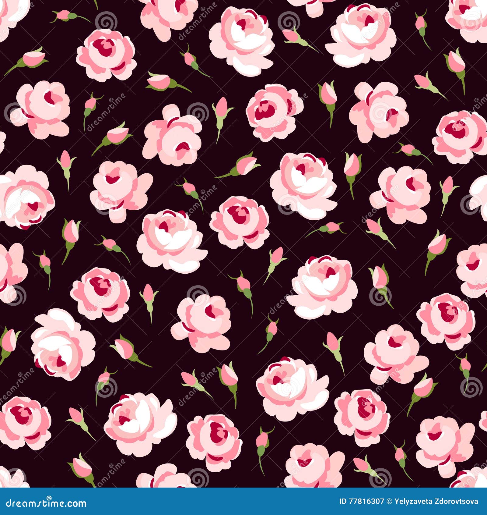 Seamless Floral Pattern with Big and Little Pink Roses Stock Vector ...