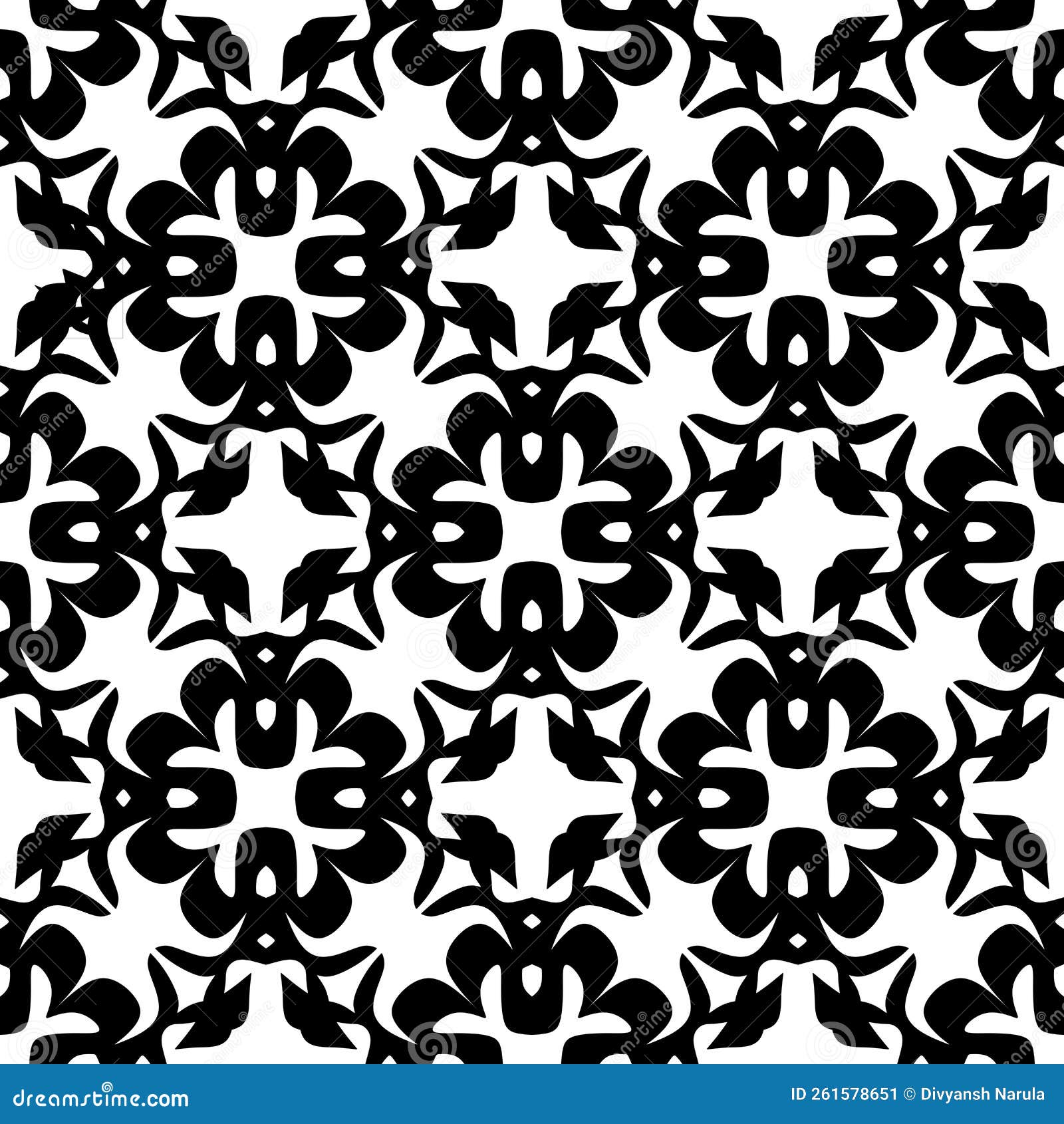 Seamless Floral Pattern with Black Design Stock Illustration ...