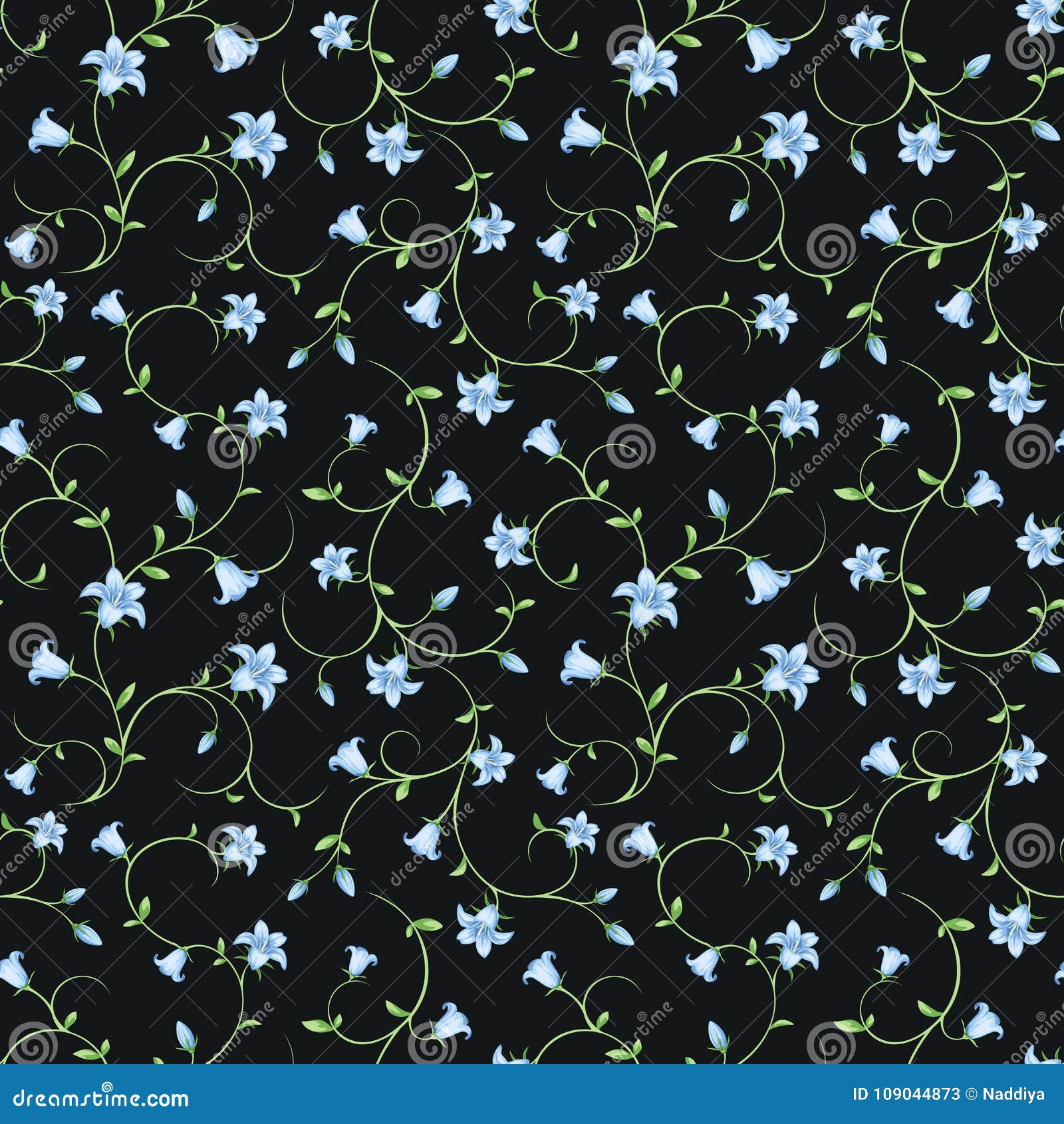 Seamless Floral Pattern with Bluebell Flowers. Vector Illustration ...