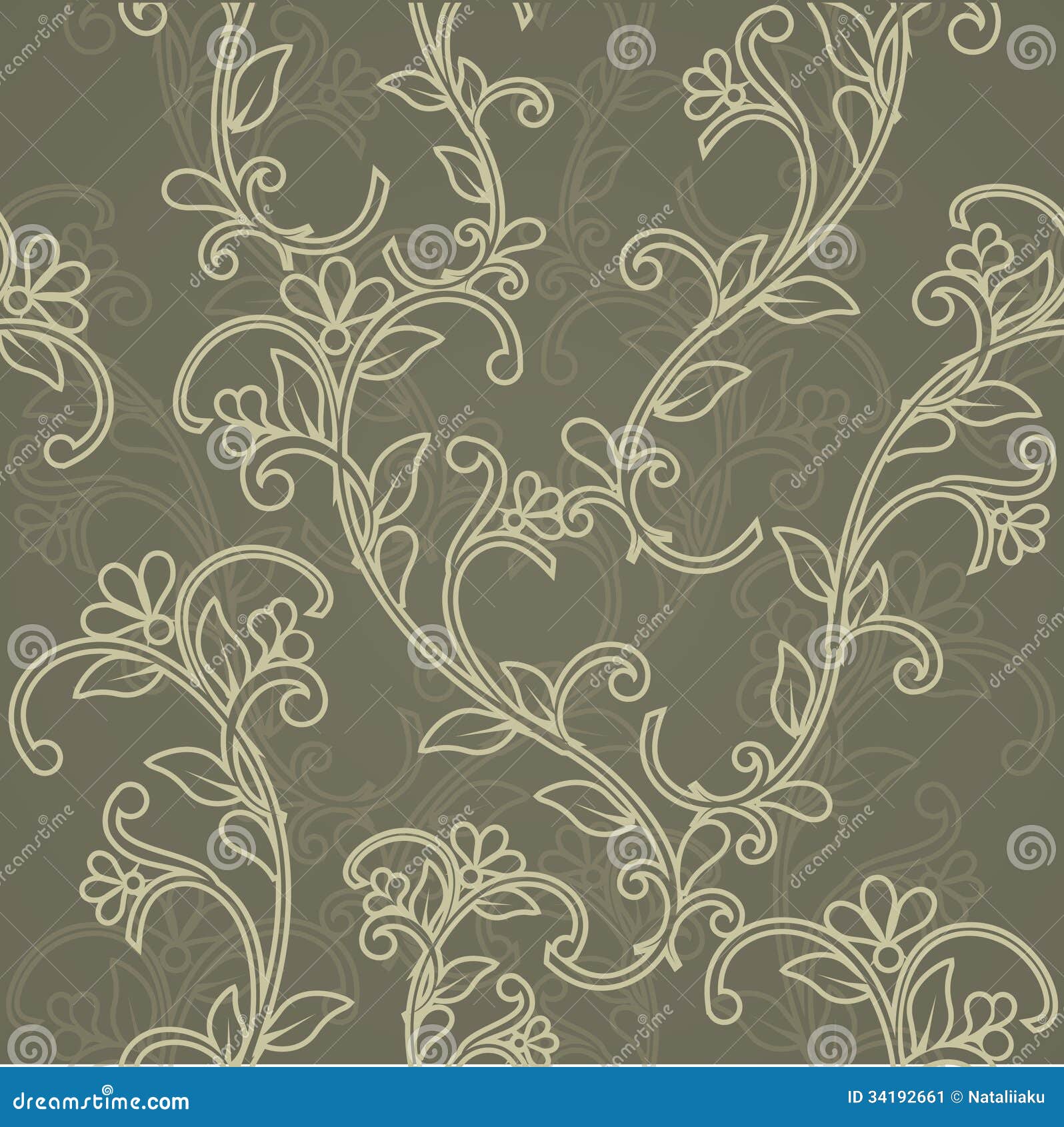 Seamless floral pattern. stock vector. Illustration of drawing - 34192661