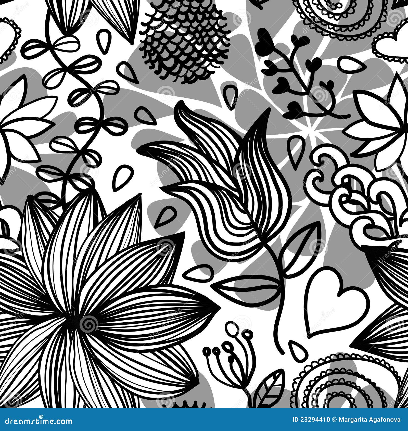 Seamless floral pattern bw stock vector. Illustration of fabric - 23294410