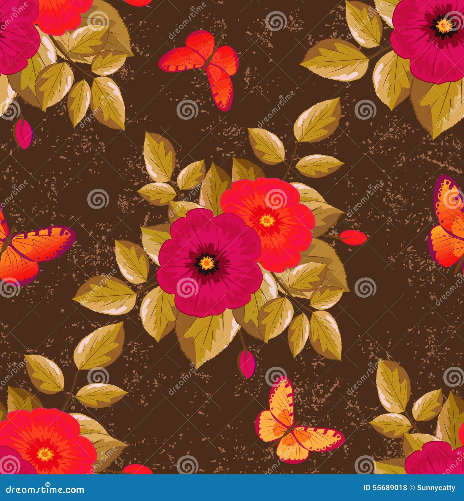 Seamless Floral Pattern - Chocolate Color Stock Vector - Illustration ...