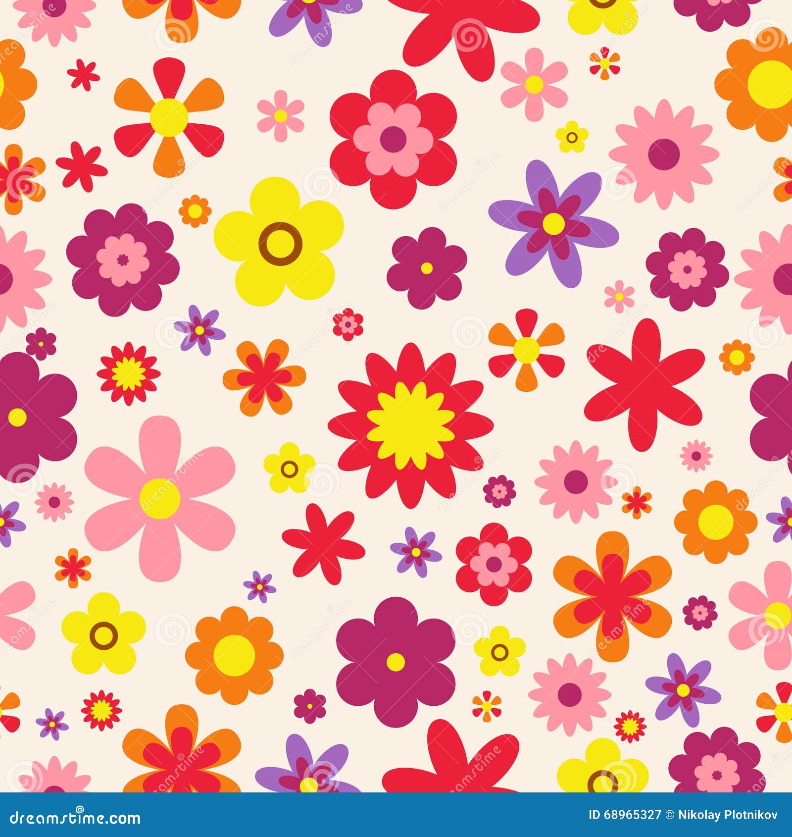 Seamless Floral Pattern. Colorful Flowers Texture. Flowers Flat Style ...