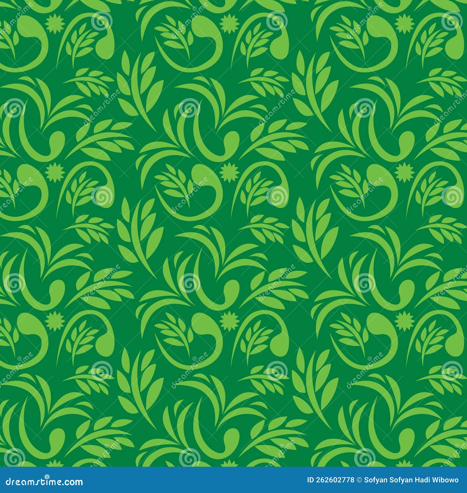 Seamless Floral Pattern Combination of Dark and Light Green Colors ...