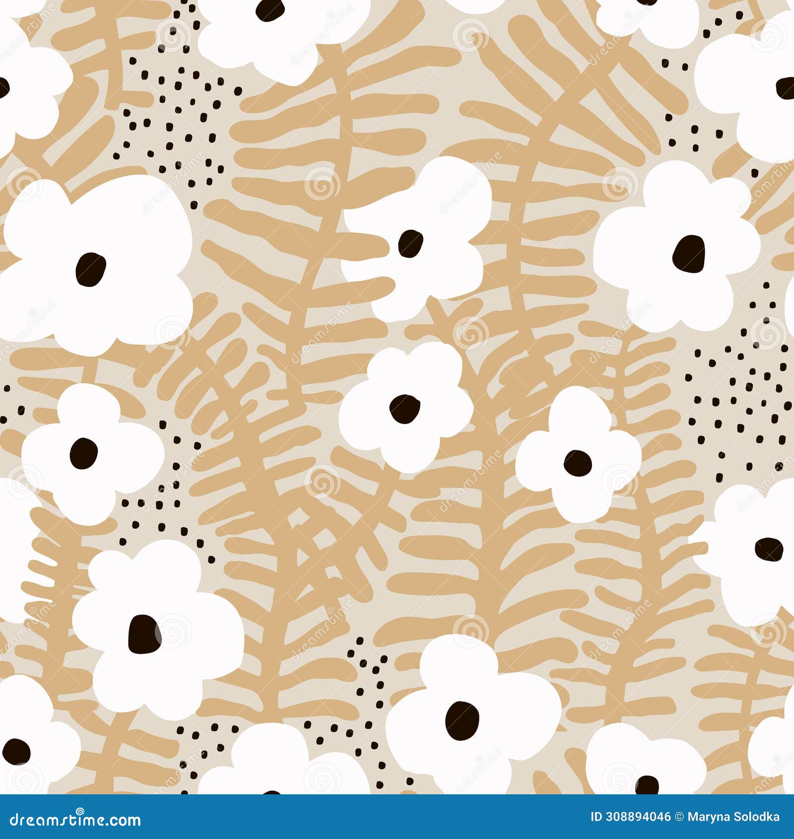 Seamless Floral Pattern with Creative Flowers and Botanical Elements ...