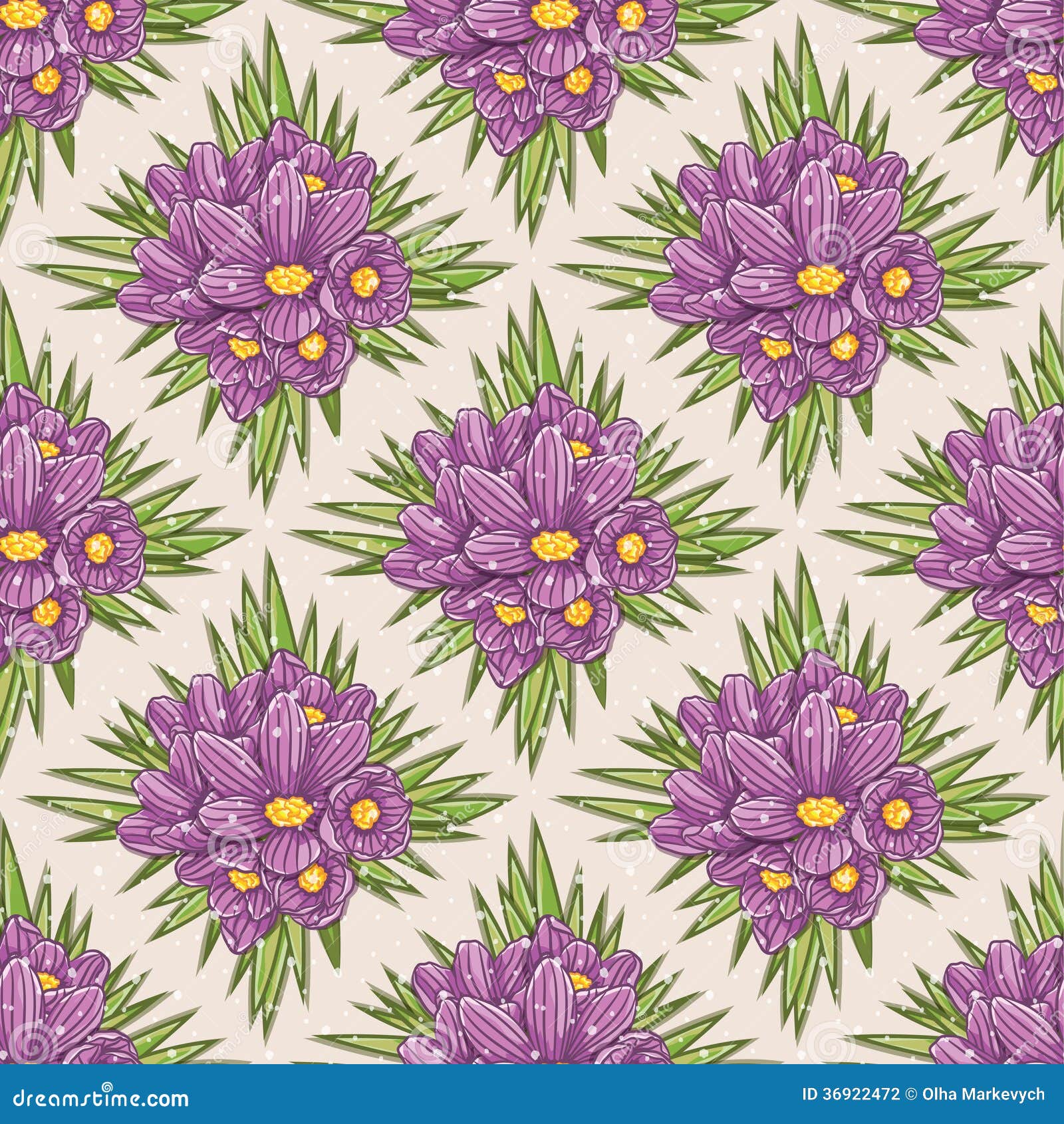 Seamless Floral Pattern with Crocus Stock Vector - Illustration of ...