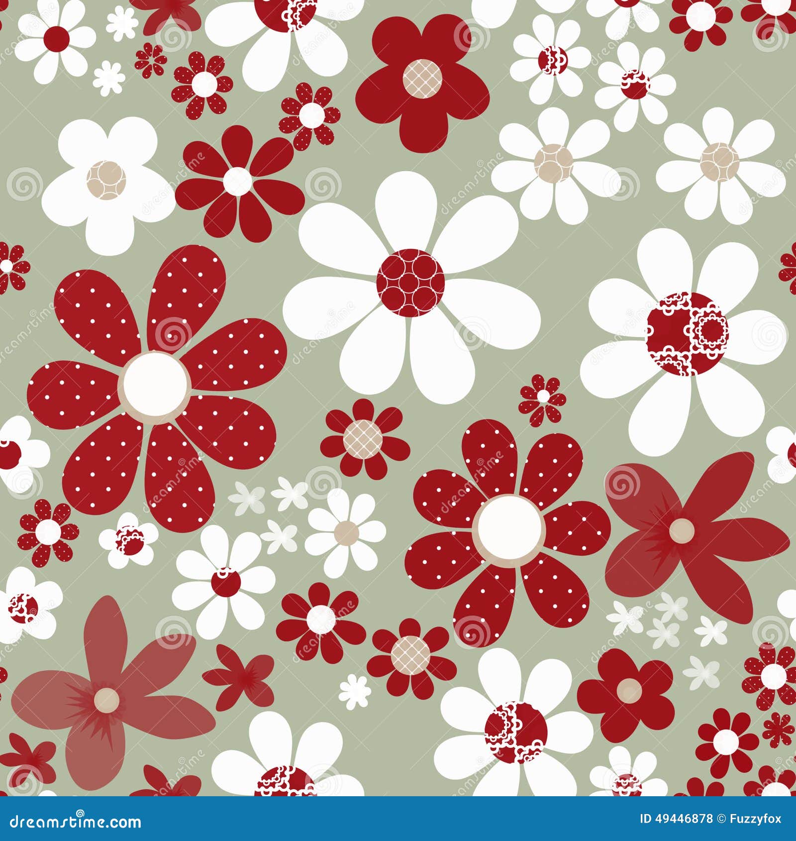 Seamless Floral Pattern with Cute Cartoon Flowers Background Stock ...