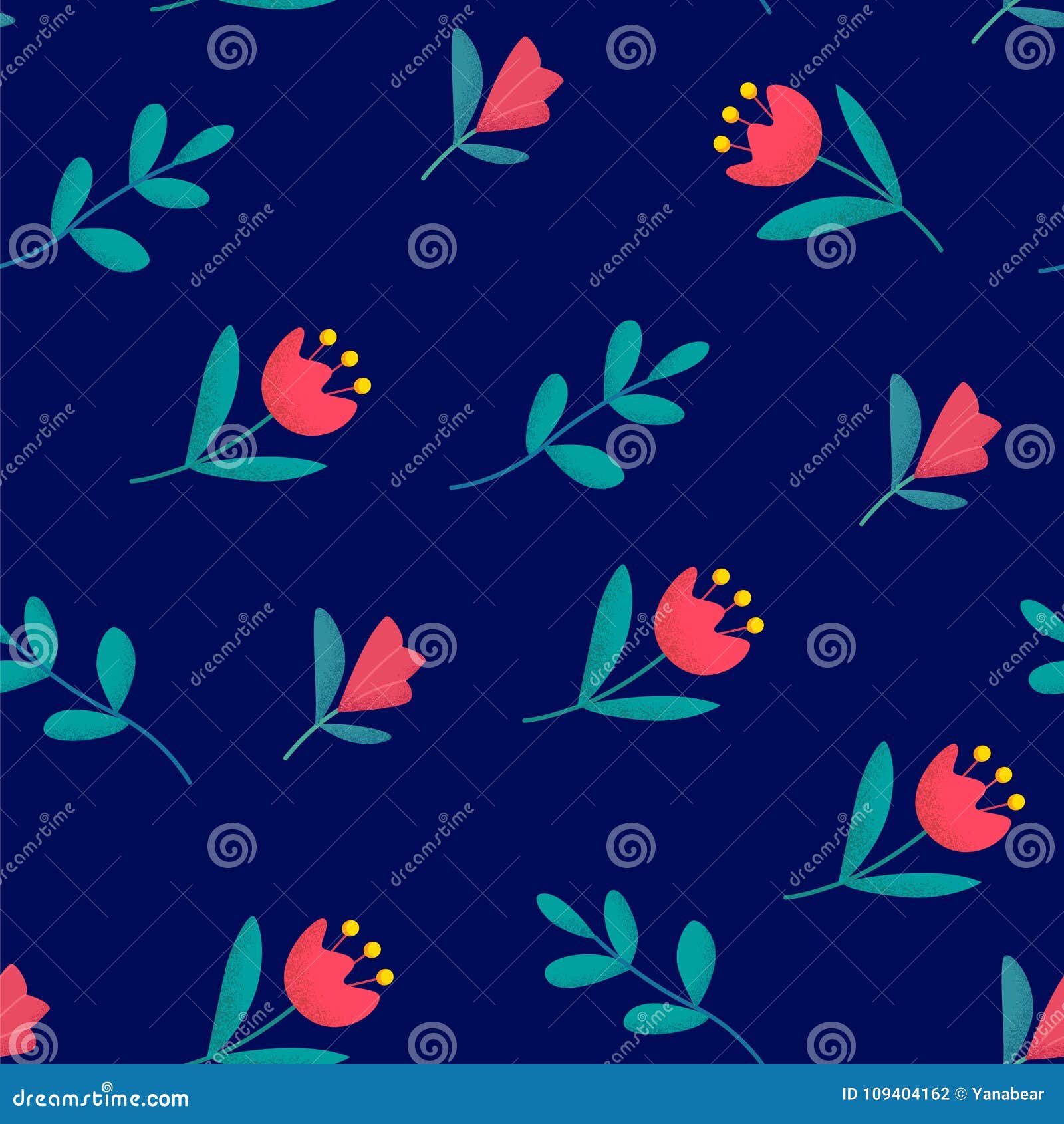Seamless Floral Pattern with Cute Flowers on Blue Background. Ornament ...