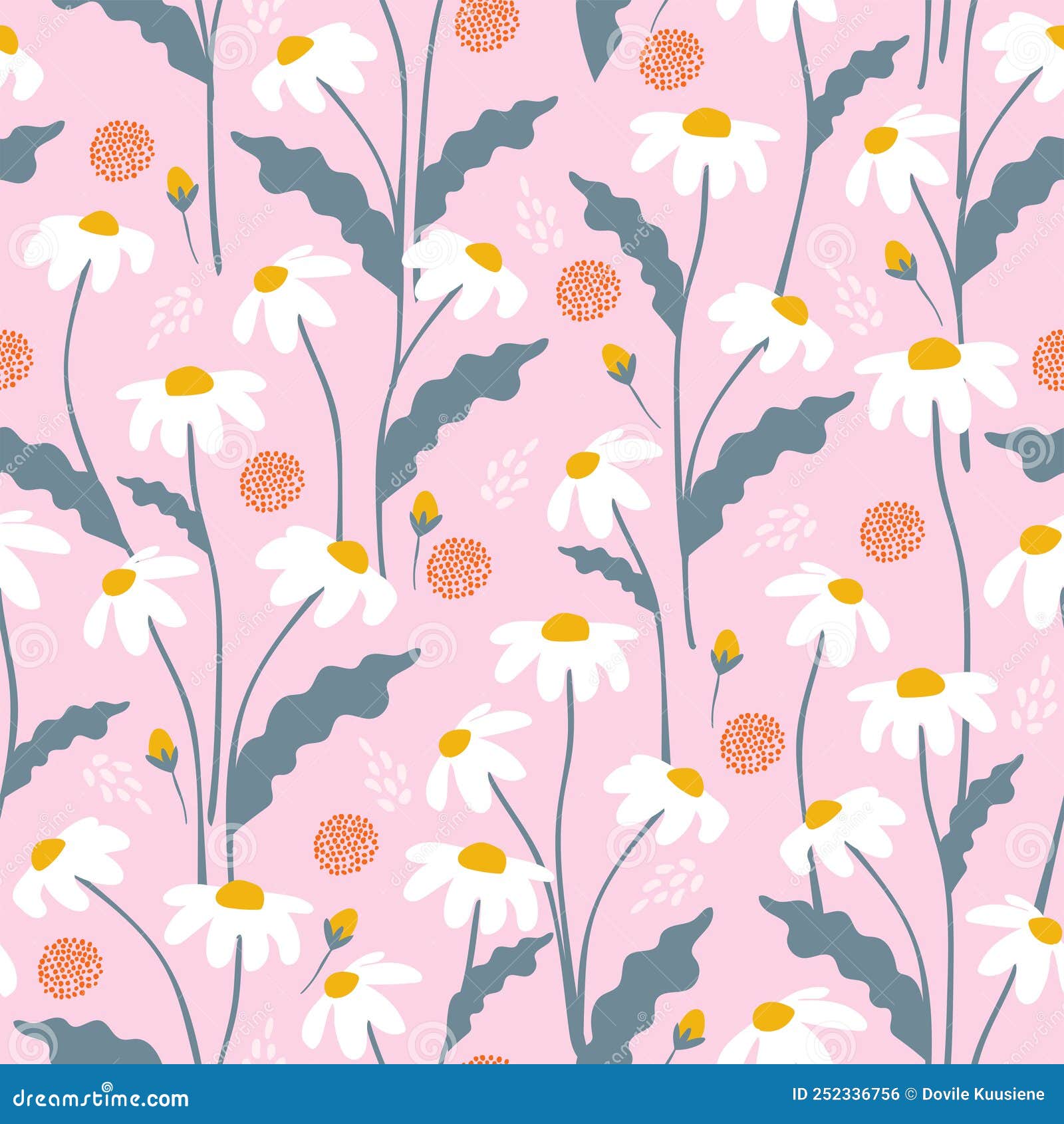 Seamless Floral Pattern with Daisies. Vector Daisy Background Stock ...