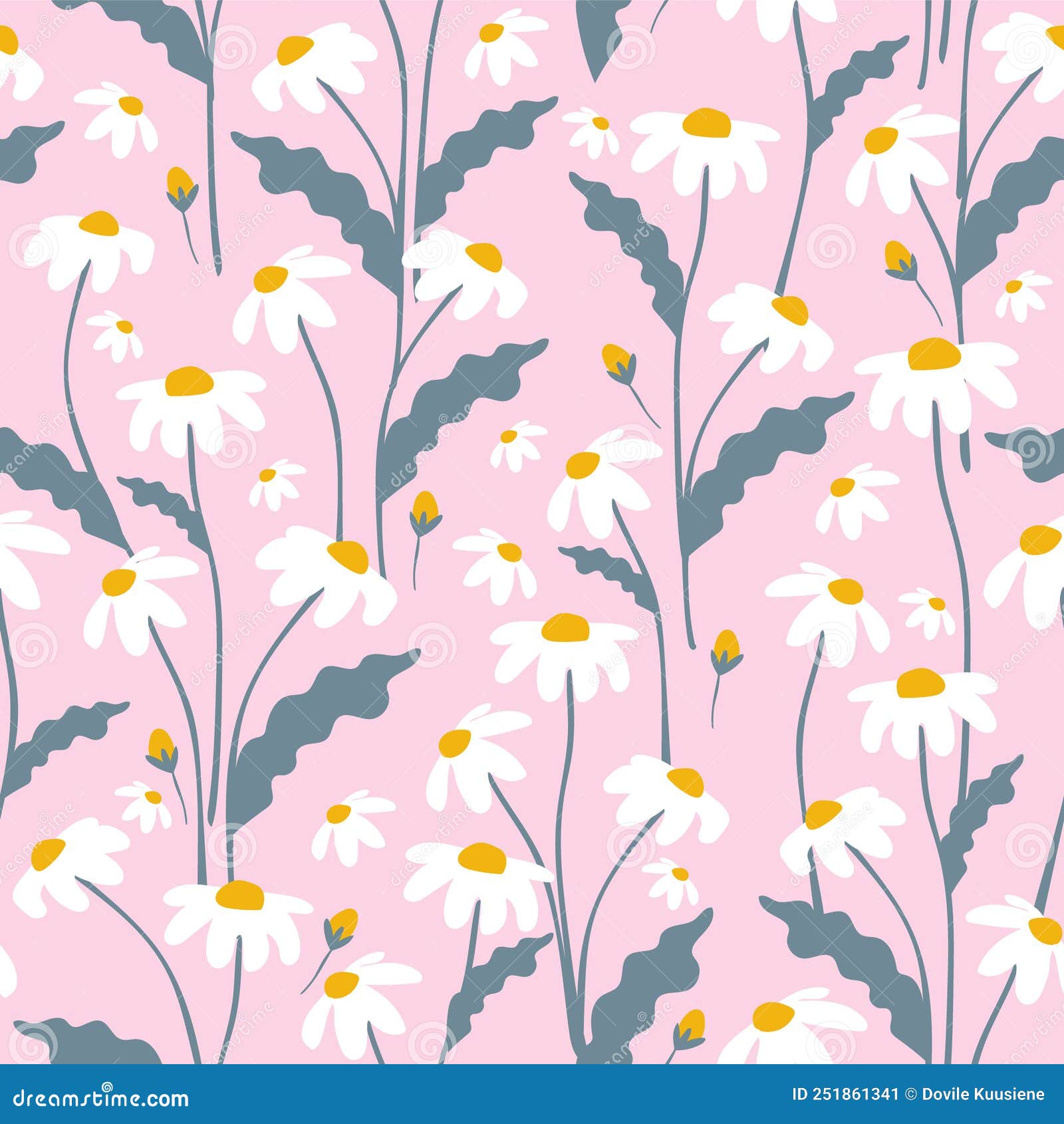 Seamless Floral Pattern With Daisies Vector Daisy Background Stock