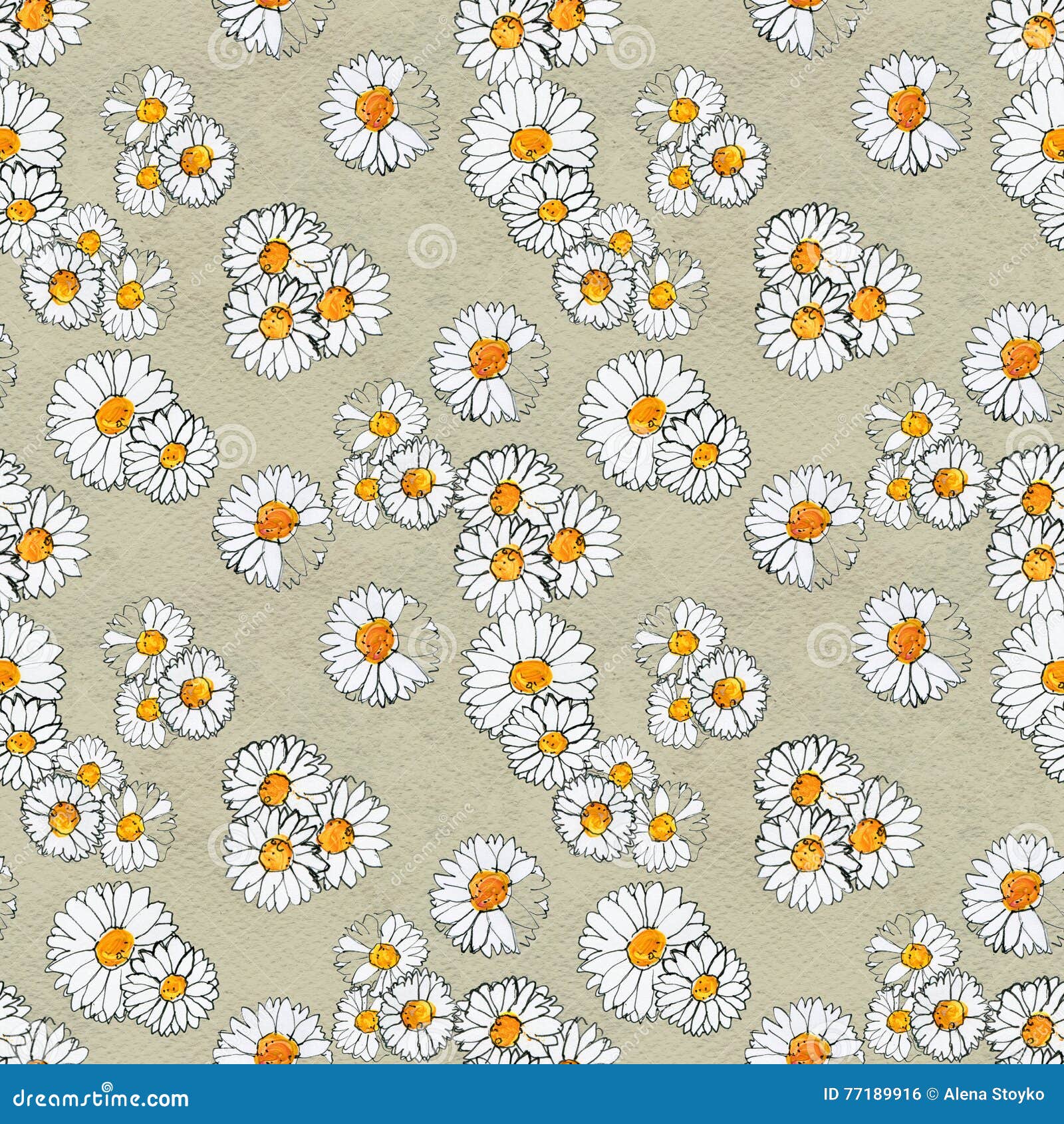 Seamless Floral Pattern with Daisy Flowers Stock Illustration ...