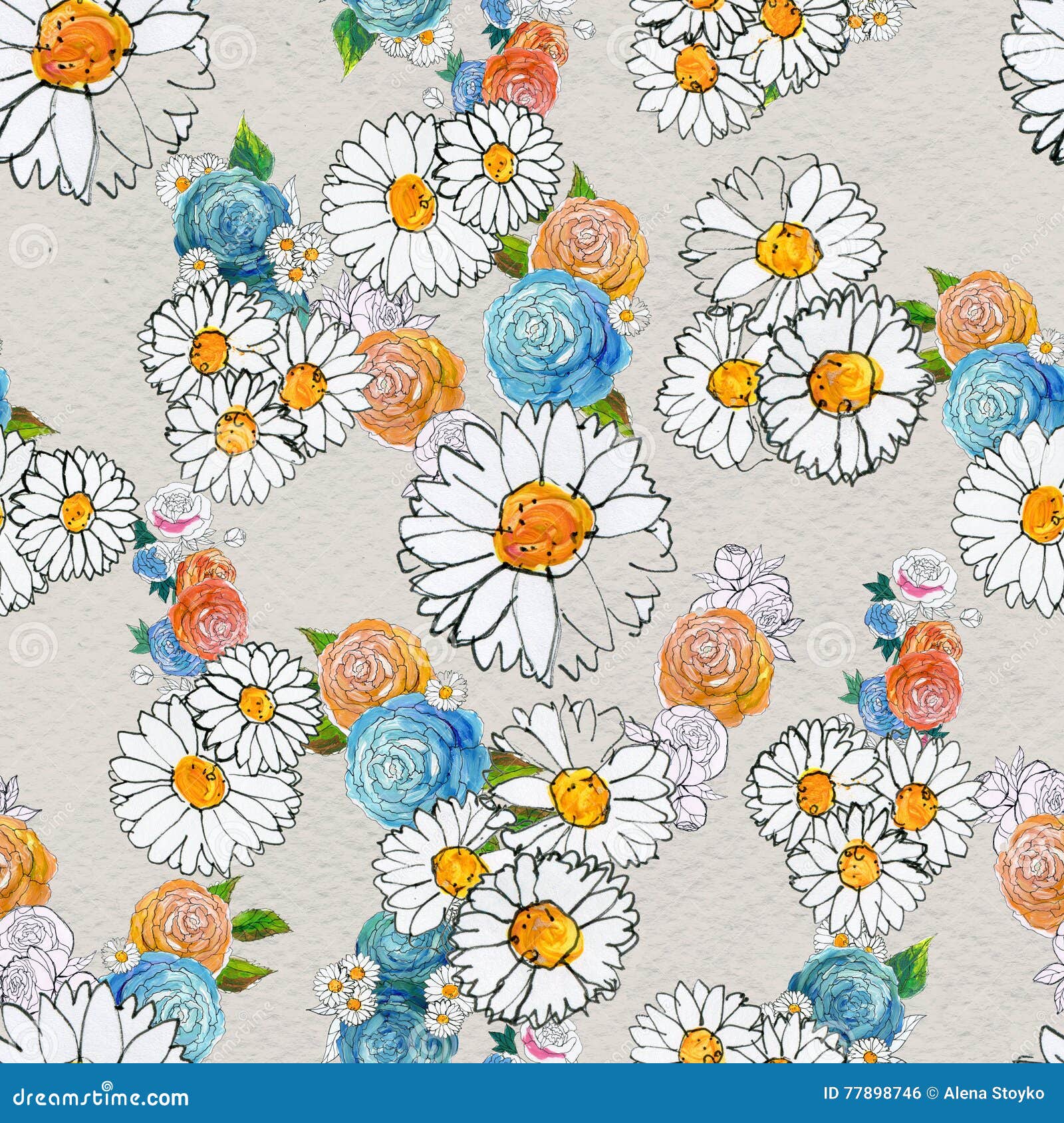 Seamless Floral Pattern with Daisy Flowers Stock Illustration ...