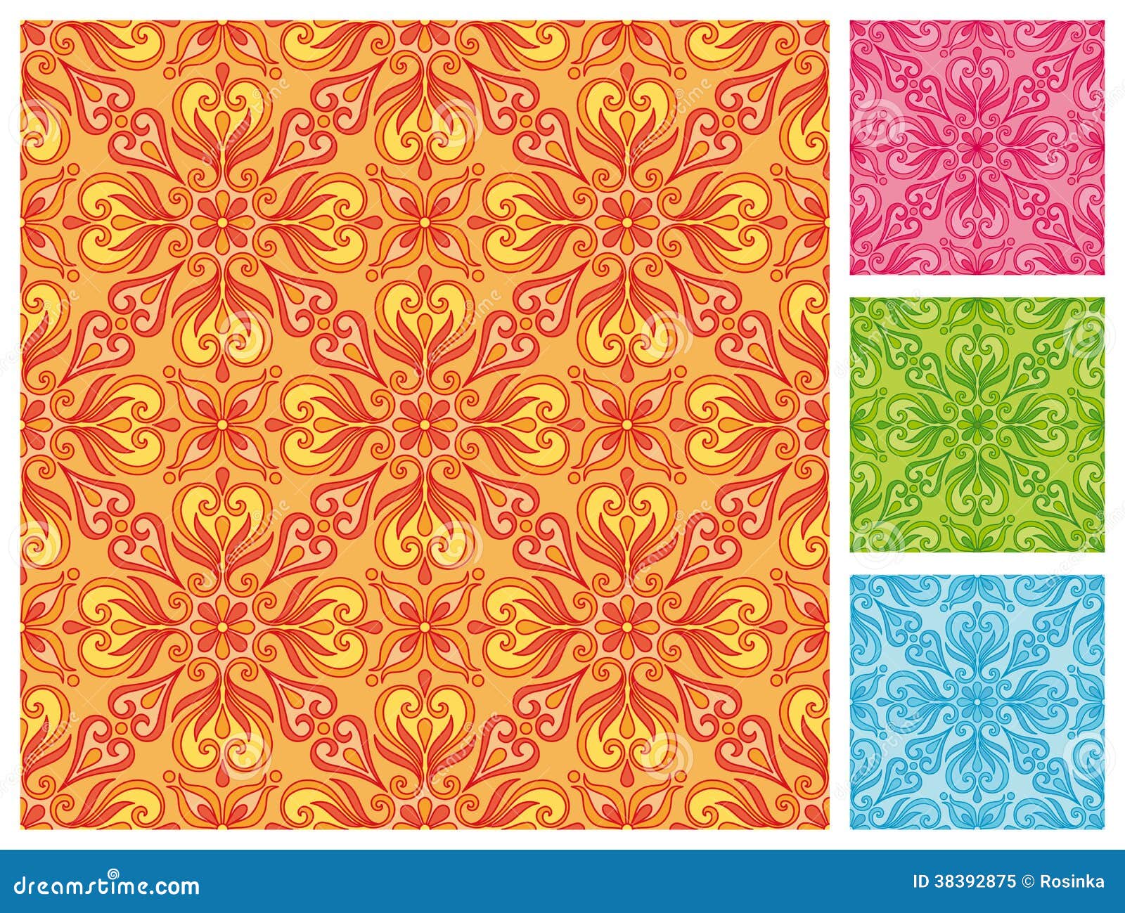 Seamless Floral Pattern in Different Color Schemes Stock Vector ...