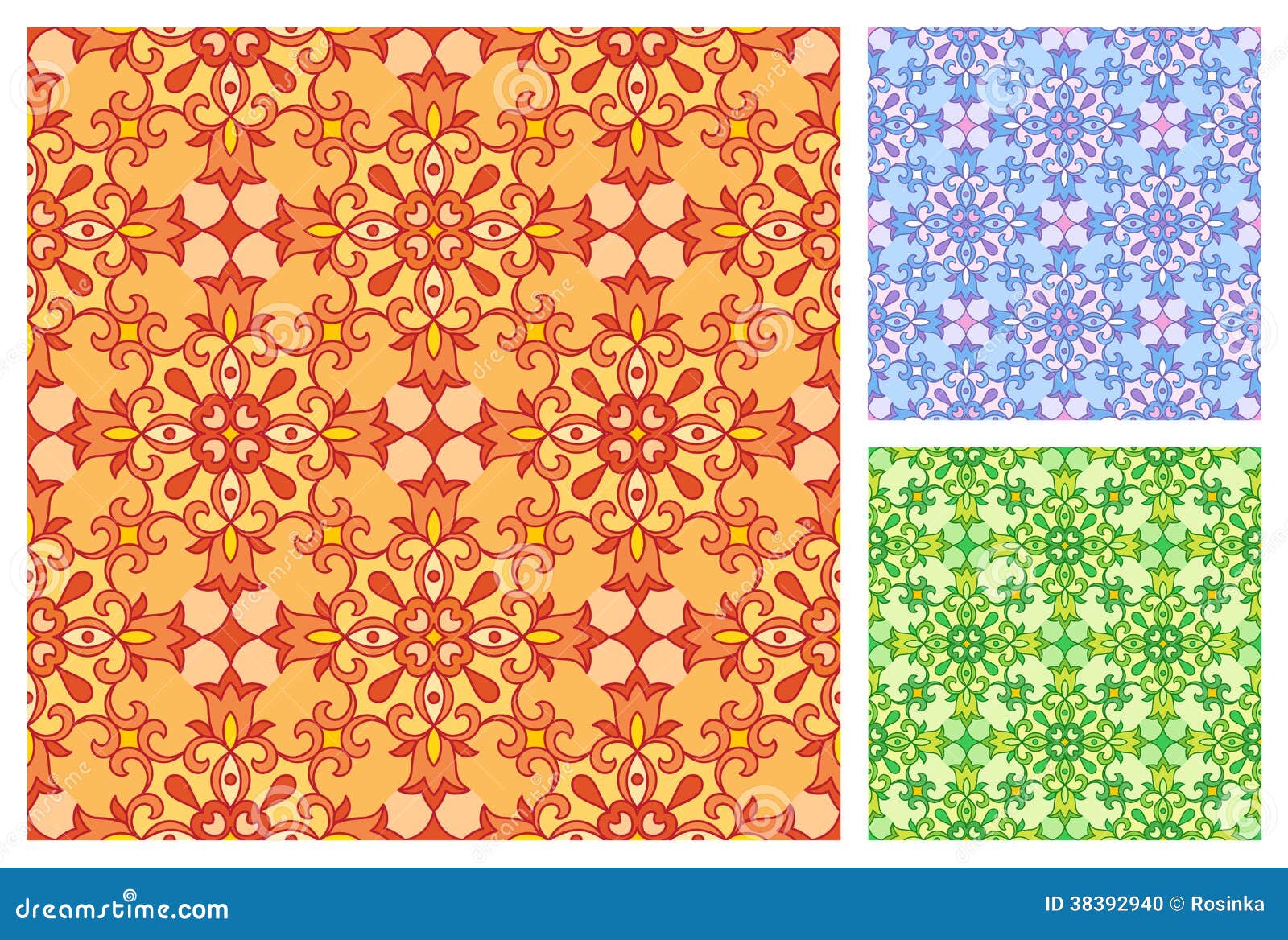 Seamless Floral Pattern in Different Color Schemes Stock Vector ...