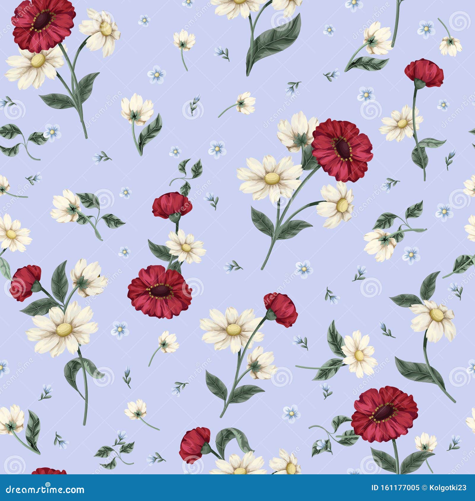 Seamless Floral Pattern with Ditsy Flowers. Vector. Stock Vector ...