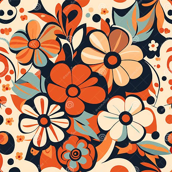 Seamless Floral Pattern With Doodle Flowers Vector Illustration
