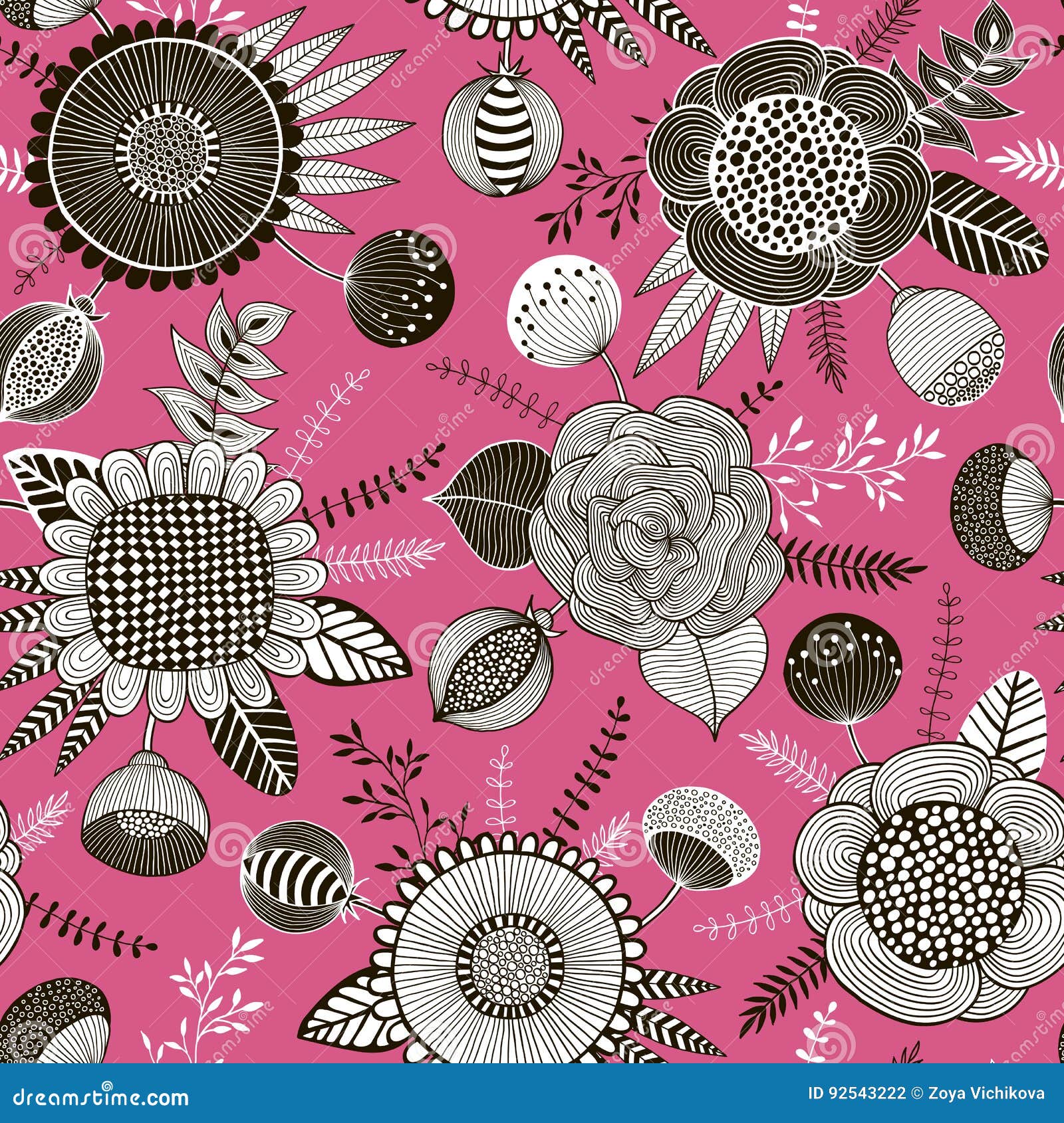 Seamless Floral Pattern in Doodle Style 4 Stock Vector - Illustration ...
