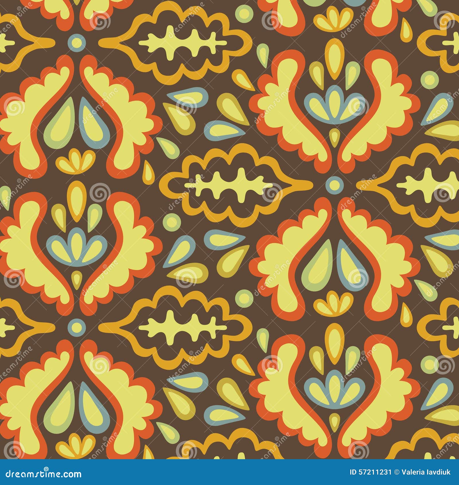 Seamless floral pattern stock vector. Illustration of eastern - 57211231