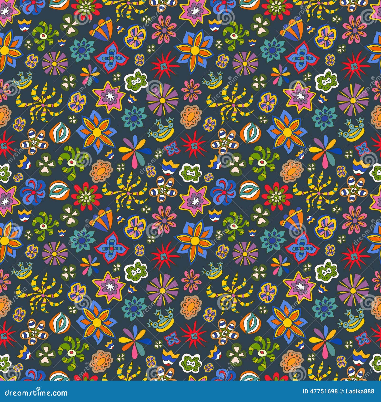 Seamless floral pattern stock vector. Illustration of drawing - 47751698