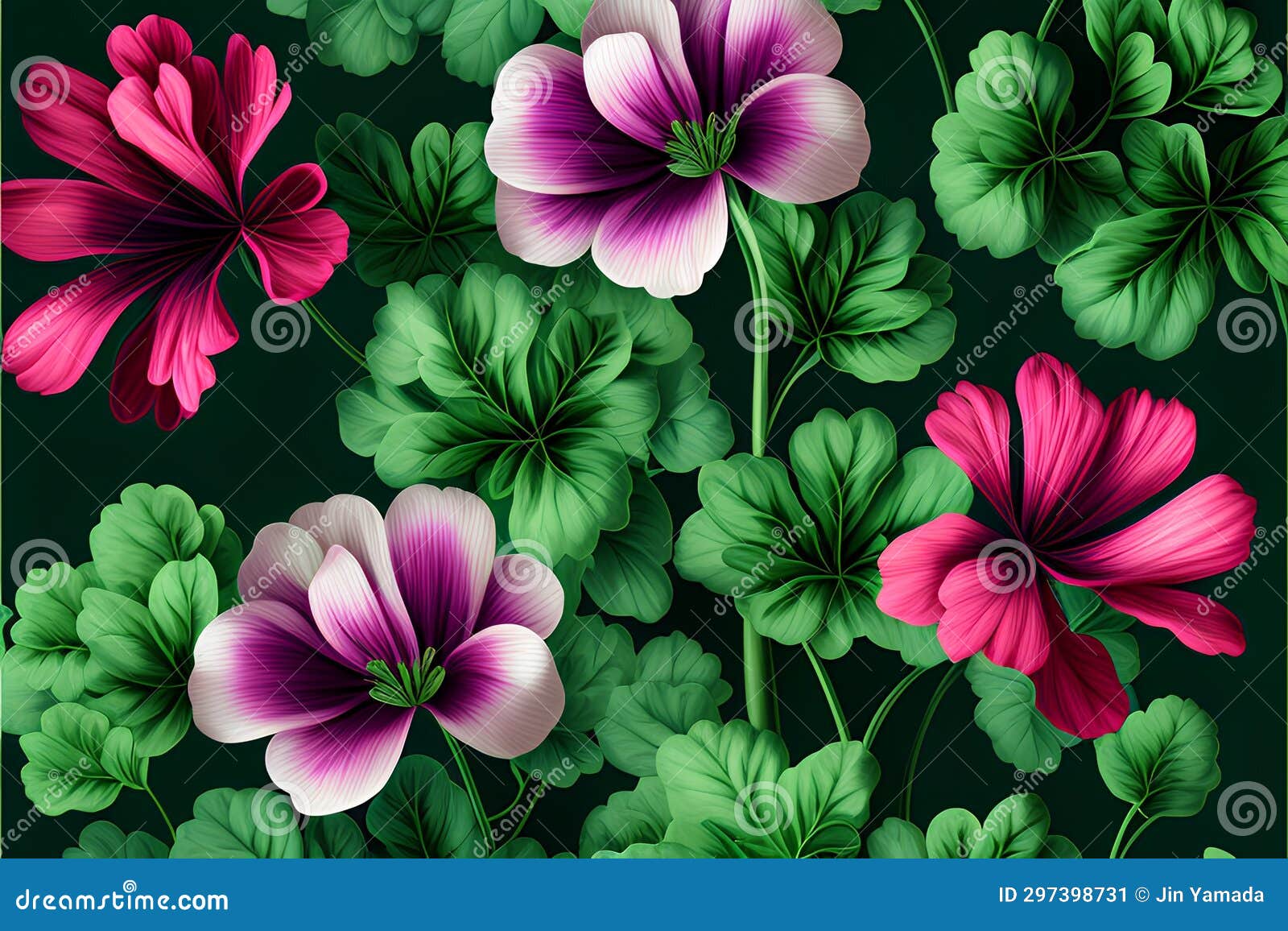 Seamless Floral Pattern with Geranium Flowers. Vector Illustration ...