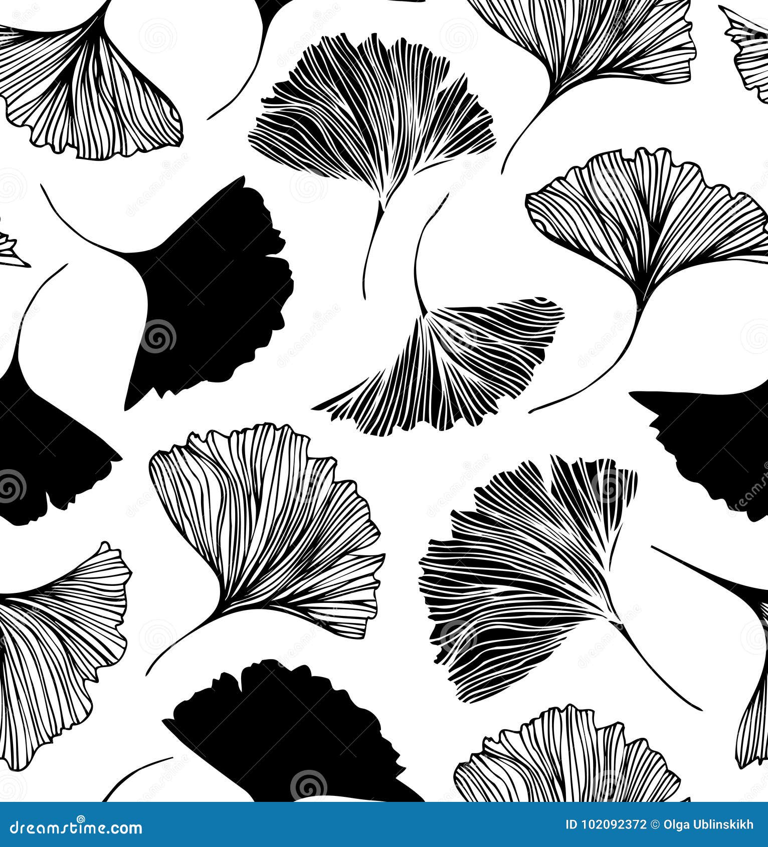 Seamless Floral Pattern with Ginkgo Leaves. Vector Graphic Background ...