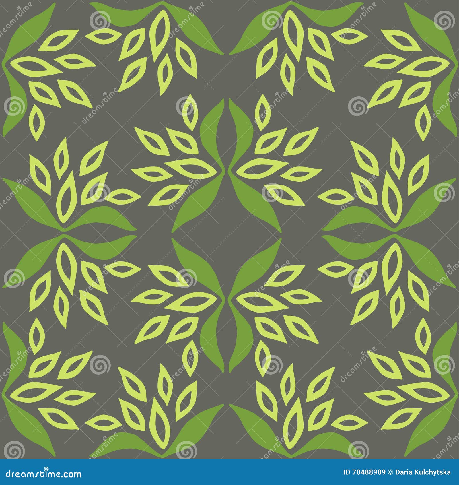 Seamless Floral Pattern. on a Gray Background Green Leaves. Stock ...