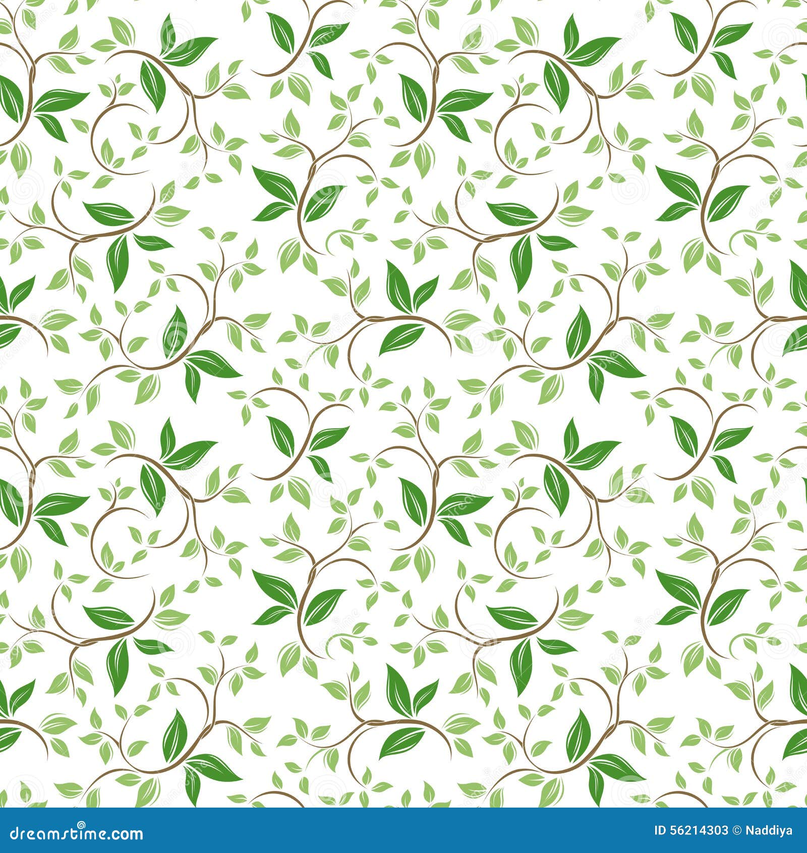 Seamless Floral Pattern with Green Leaves. Vector Illustration. Stock ...