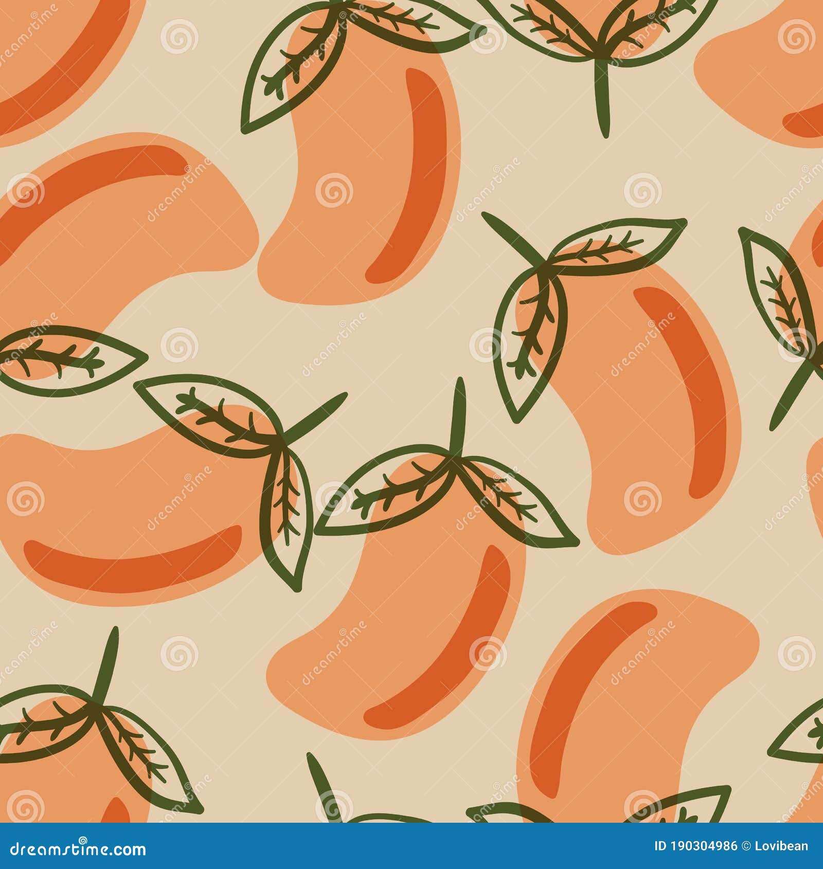 Seamless Floral Pattern with Hand Drawn Mango Fruit. Creative Floral ...