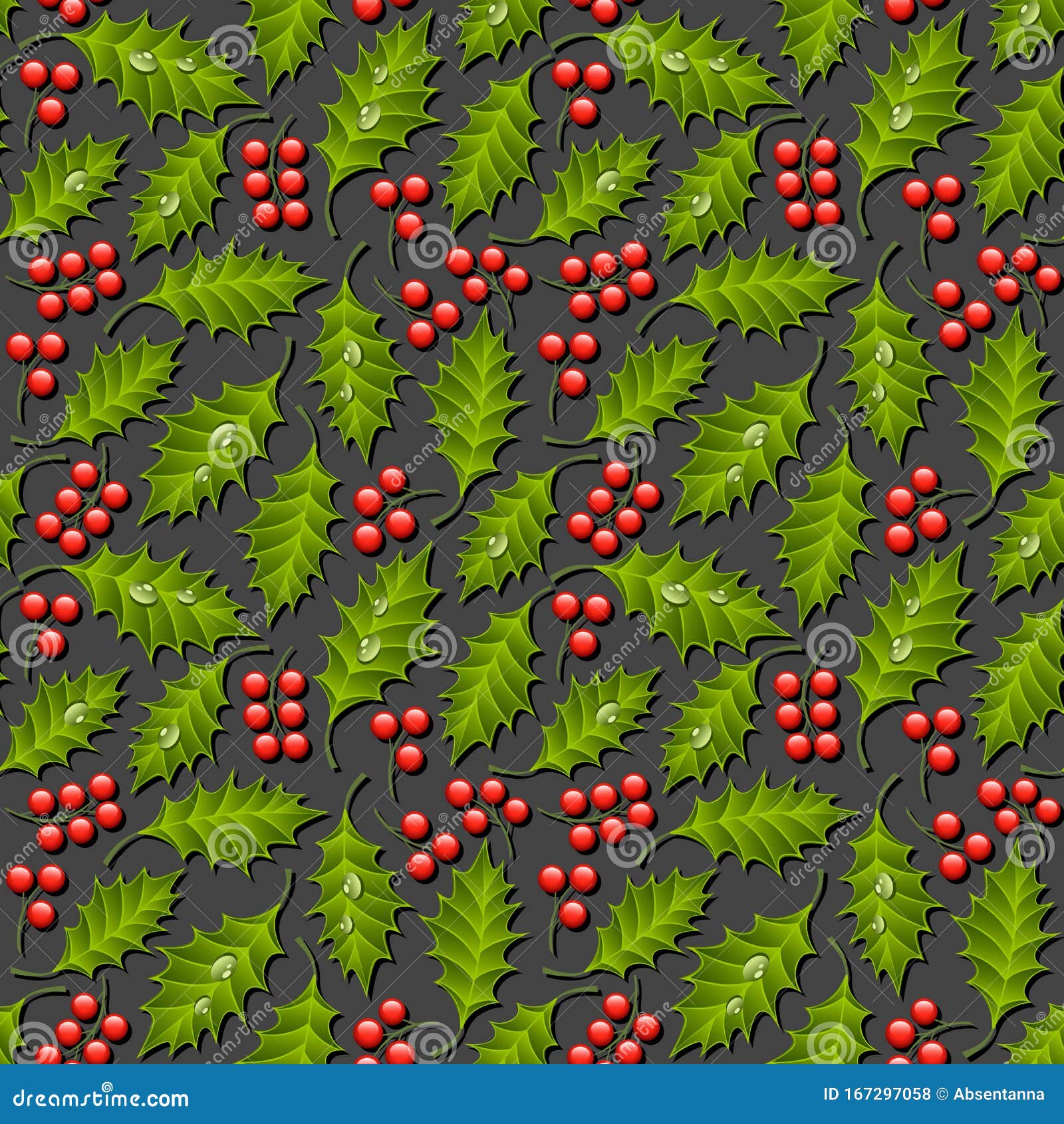 Seamless Floral Pattern with Holly Stock Vector - Illustration of ...