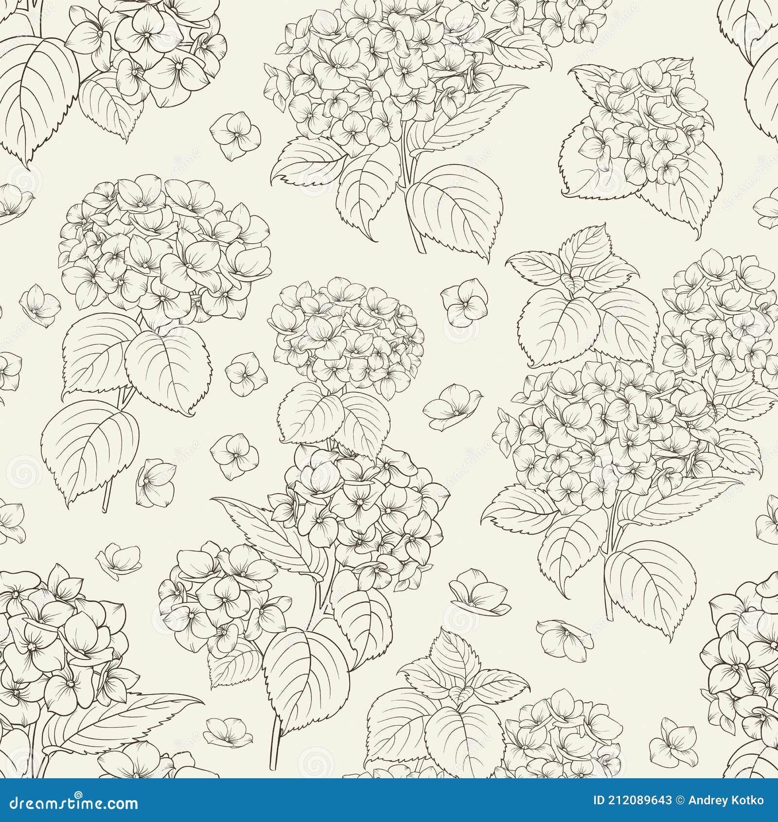 Seamless Floral Pattern with Hydrangea. Vector Illustration. Stock ...