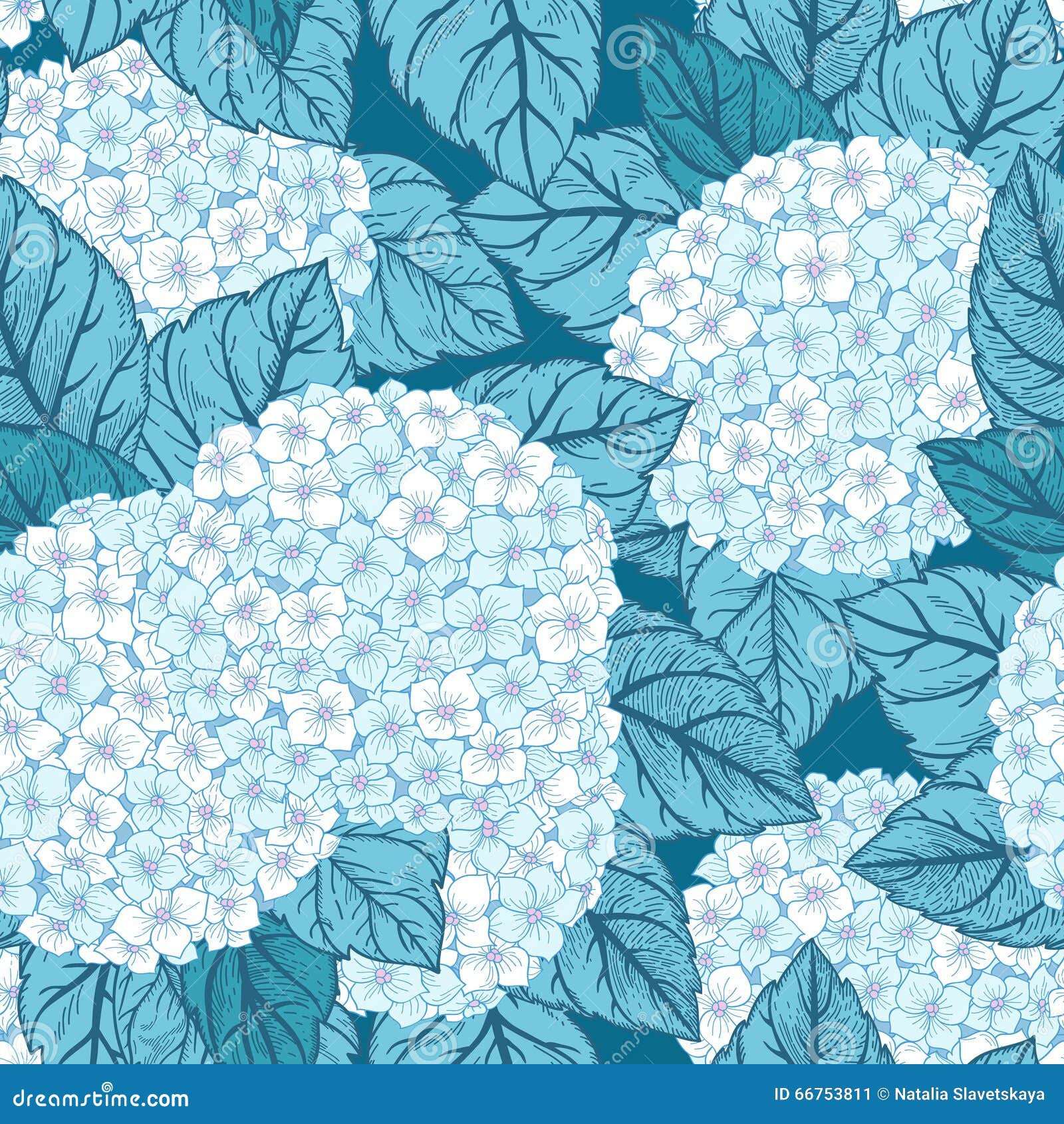 Seamless Floral Pattern with Hydrangeas Stock Vector - Illustration of ...