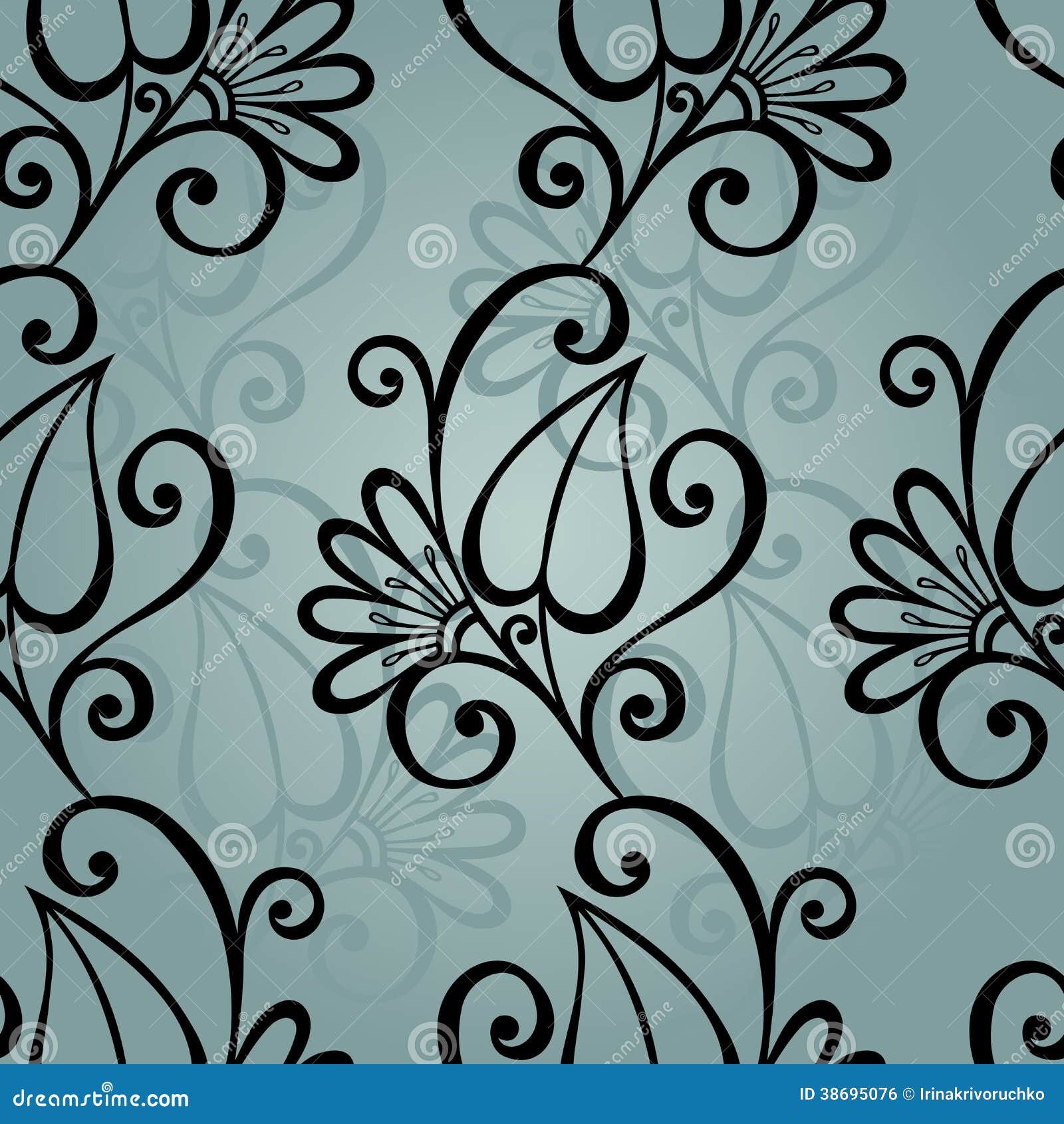 Seamless Floral Pattern with Leaves Stock Vector - Illustration of ...