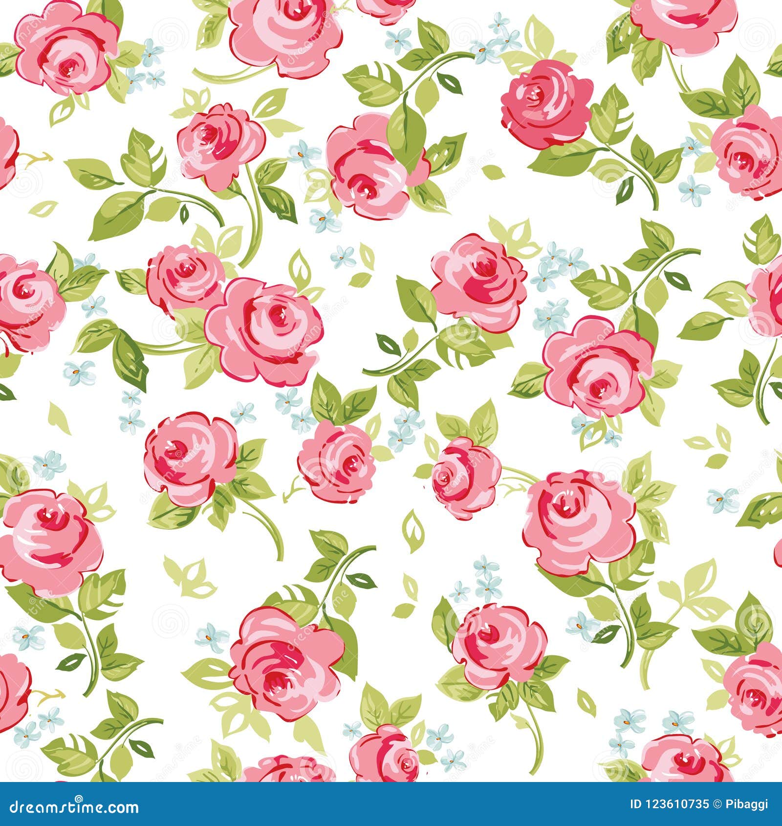 Seamless Floral Pattern with Little Red Roses, Vector Illustration ...