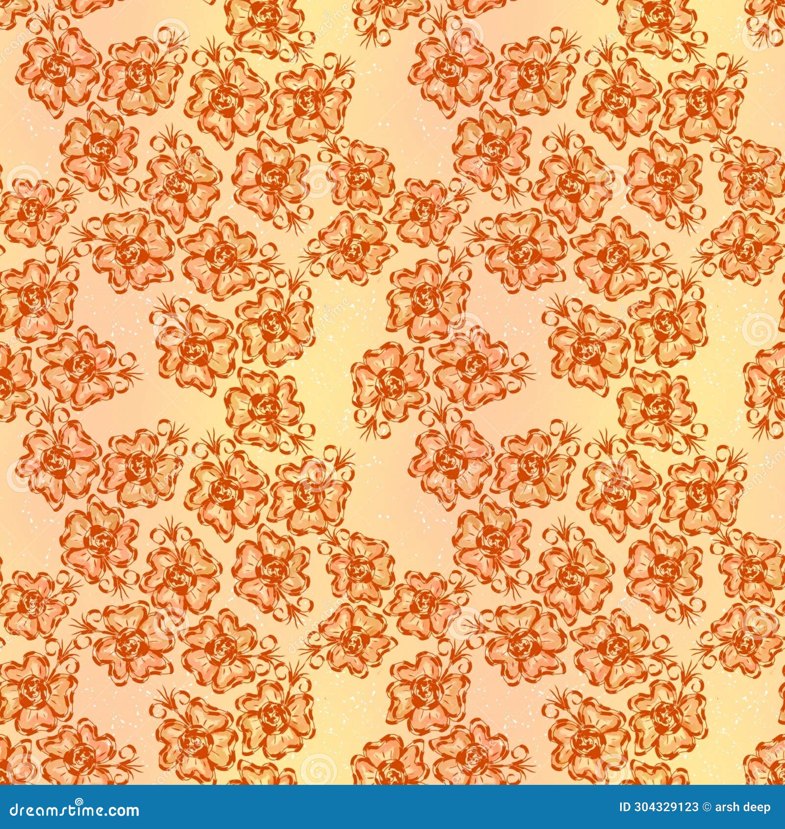 Seamless Floral Pattern with Orange and Yellow Theme Stock Image ...