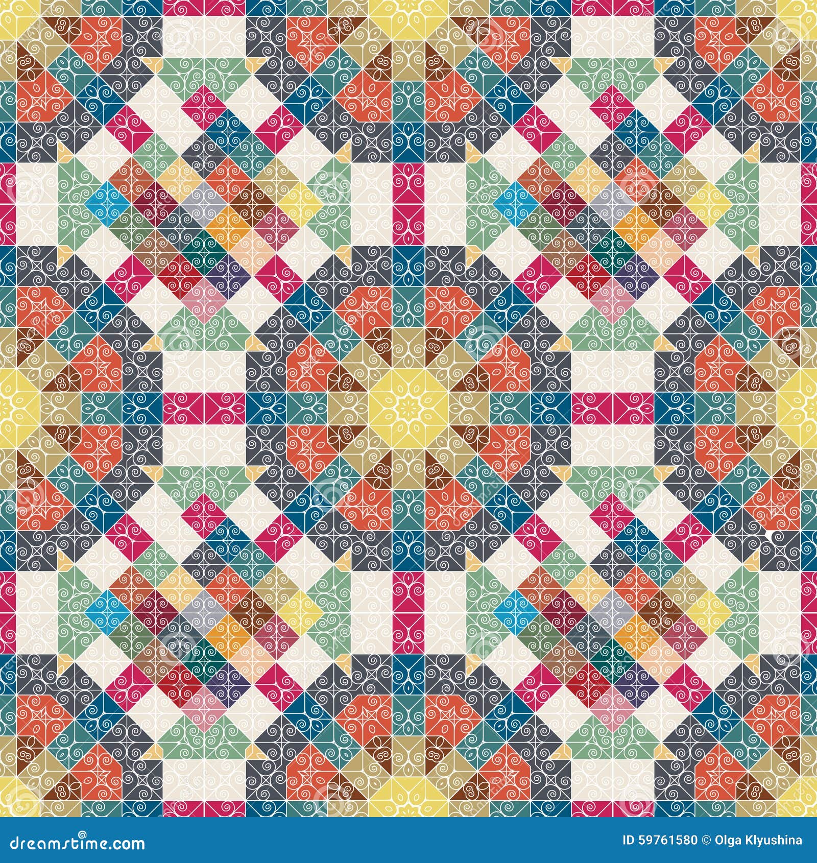 Seamless Floral Pattern. Patchwork Texture. Mosaic. Stock Vector ...