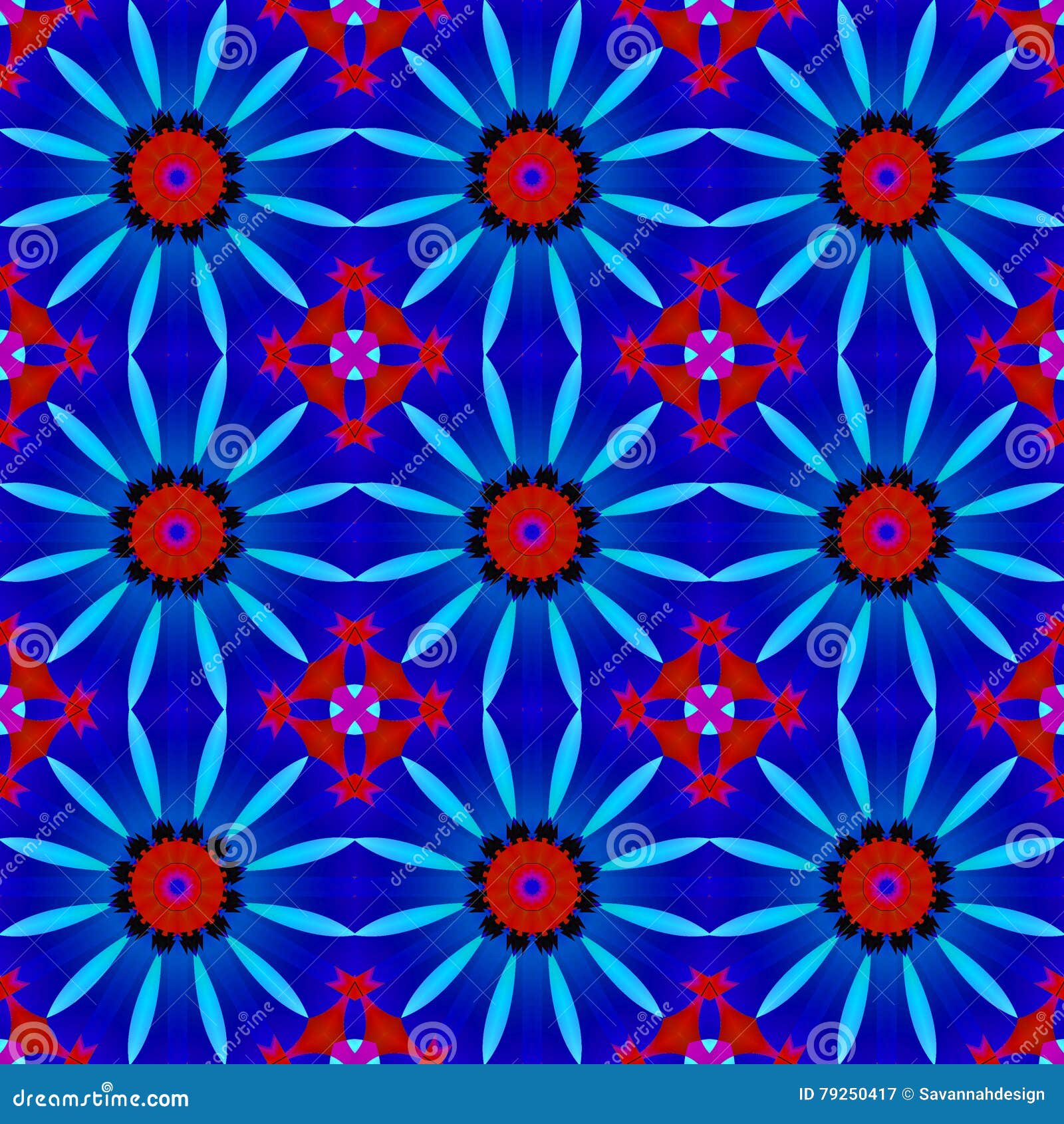 Seamless Floral Pattern Red Blue Violet Stock Illustration ...