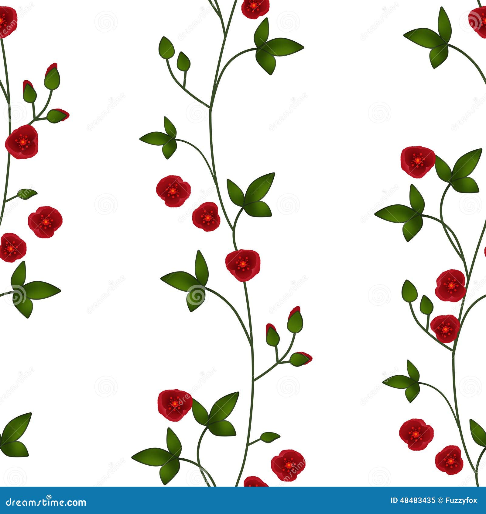 Seamless Floral Pattern Red Flowers Texture Background Stock ...