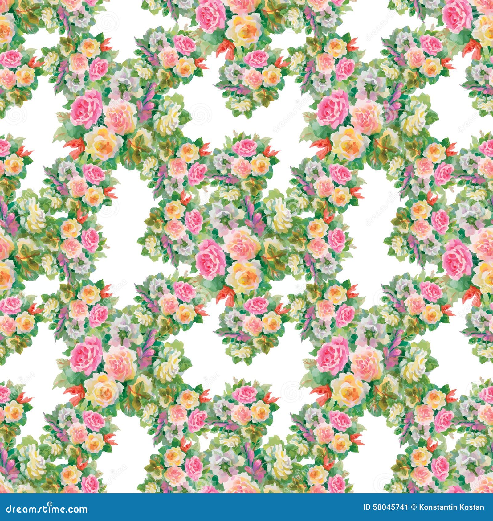 Seamless Floral Pattern with of Red and Orange Roses Stock Vector ...