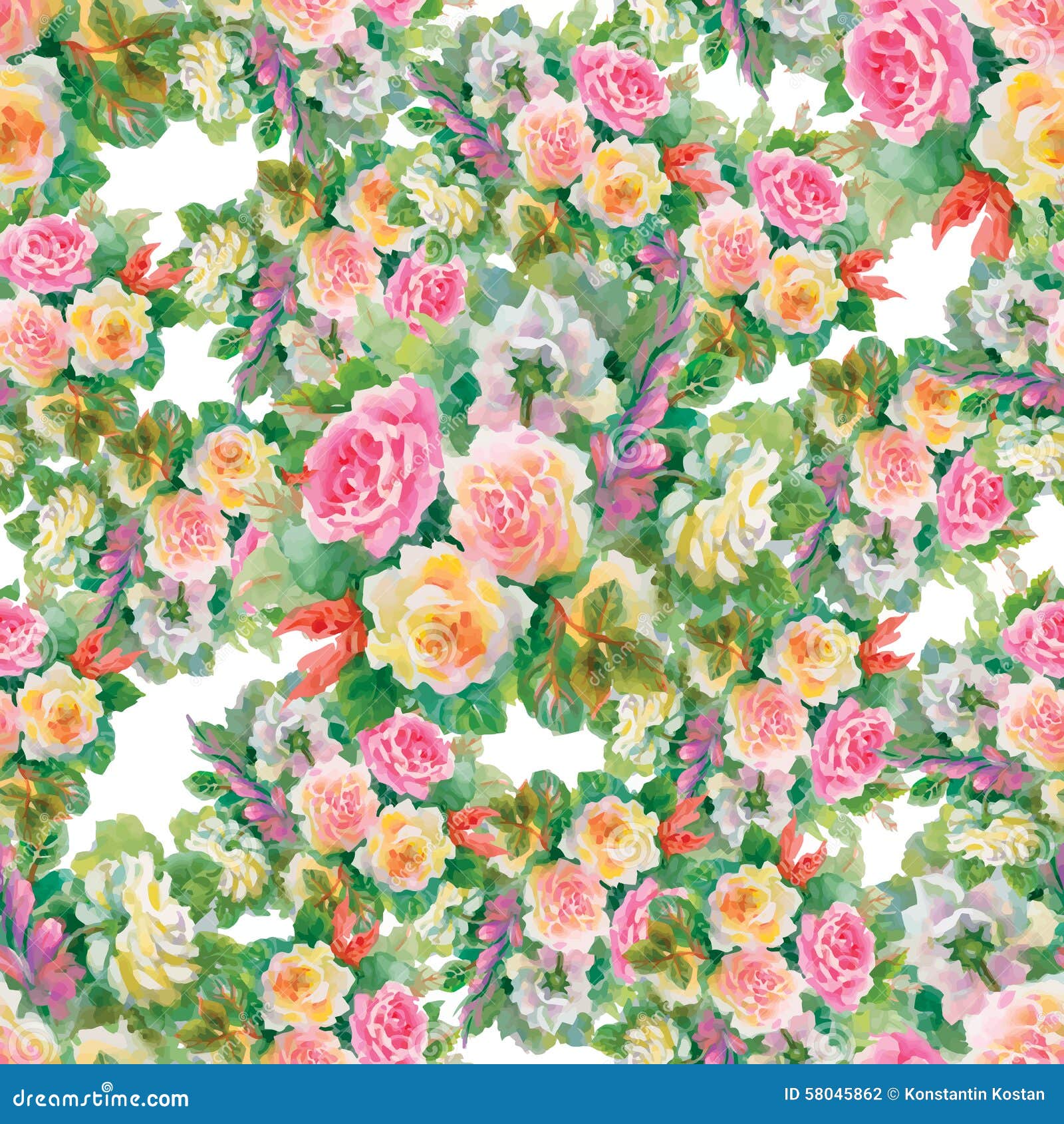 Seamless Floral Pattern with of Red and Orange Roses Stock Vector ...