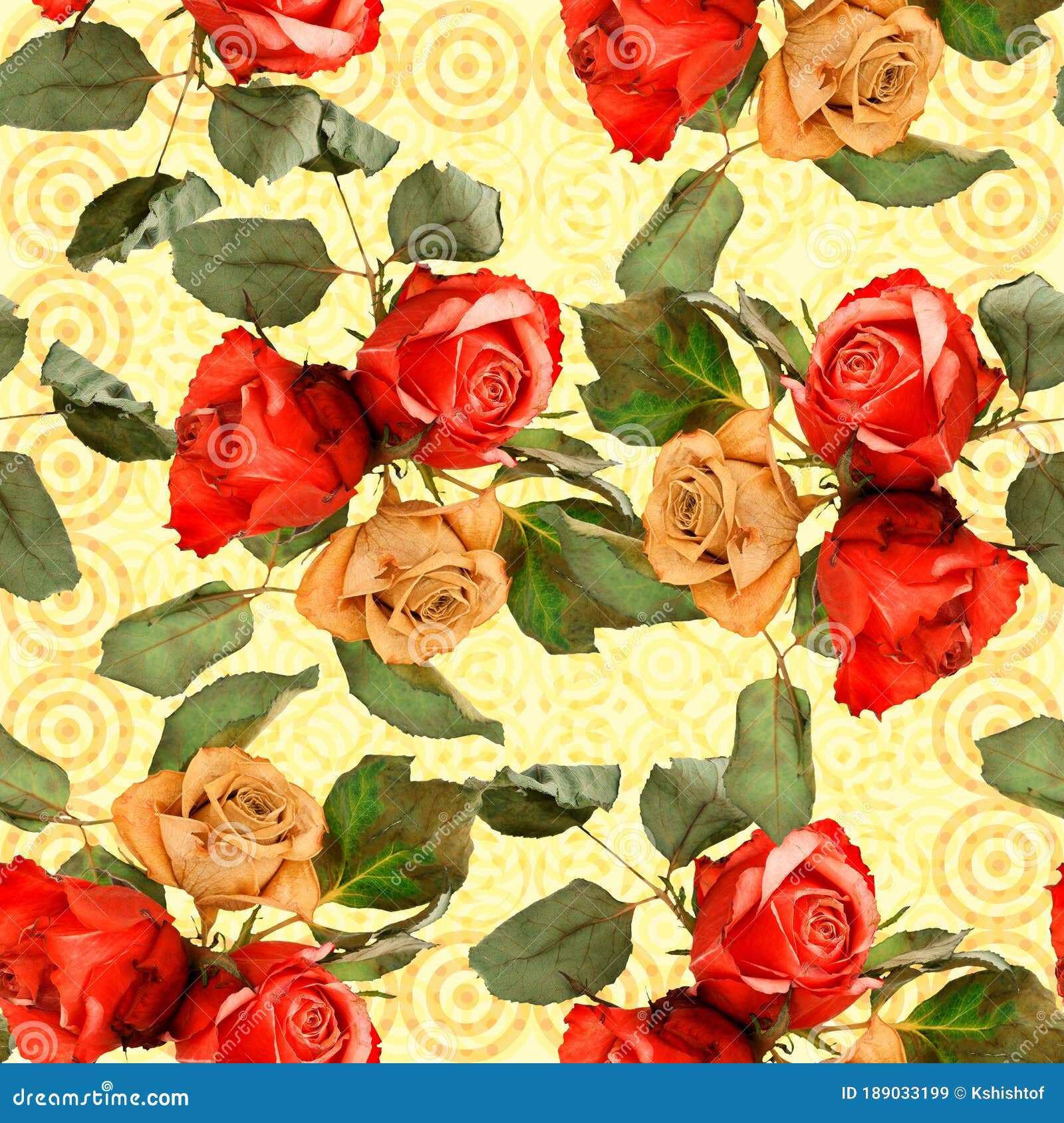 Seamless Pattern with Red Roses Stock Illustration - Illustration of ...