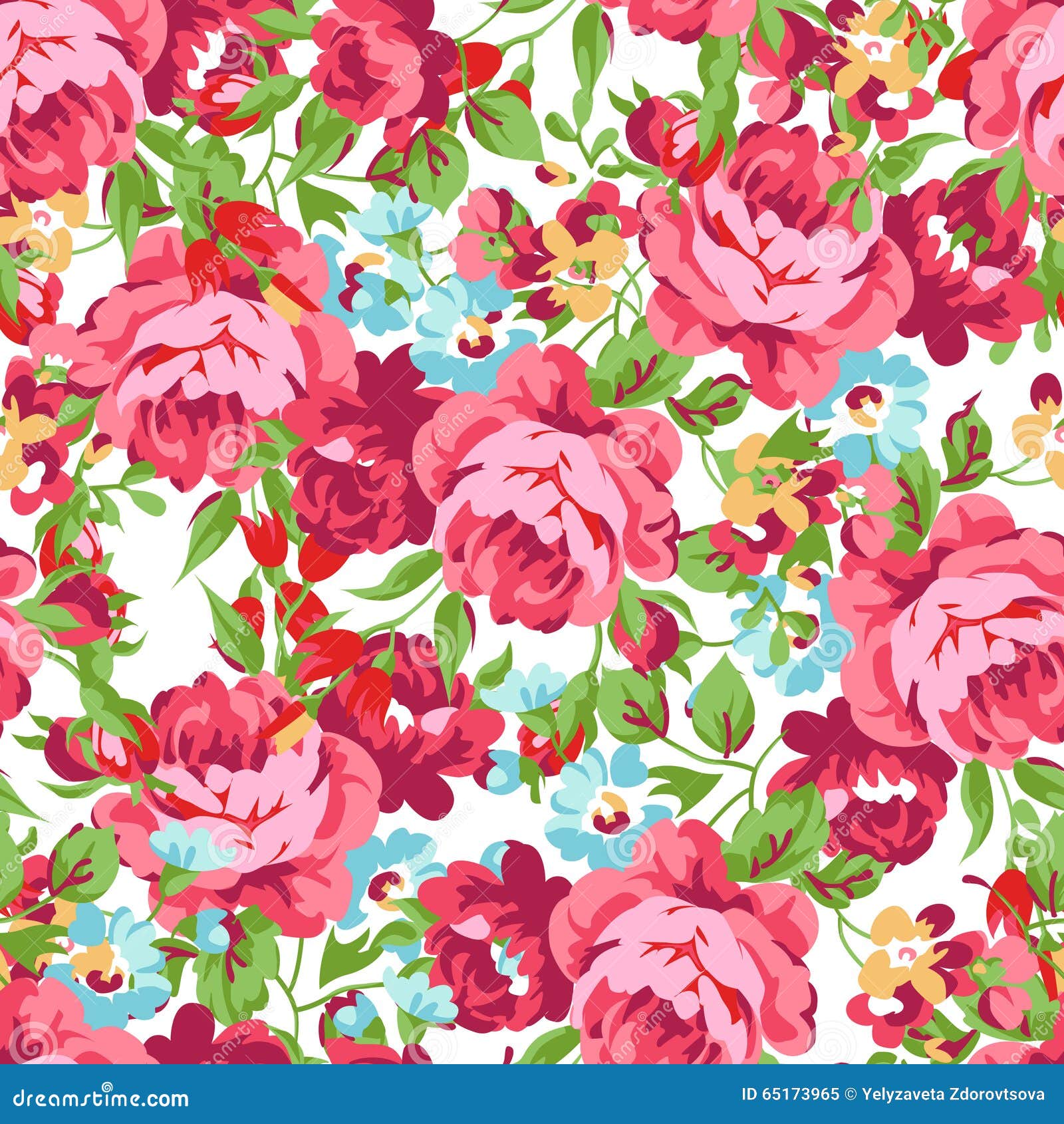 Seamless Floral Pattern with Red Roses Stock Vector - Illustration of ...