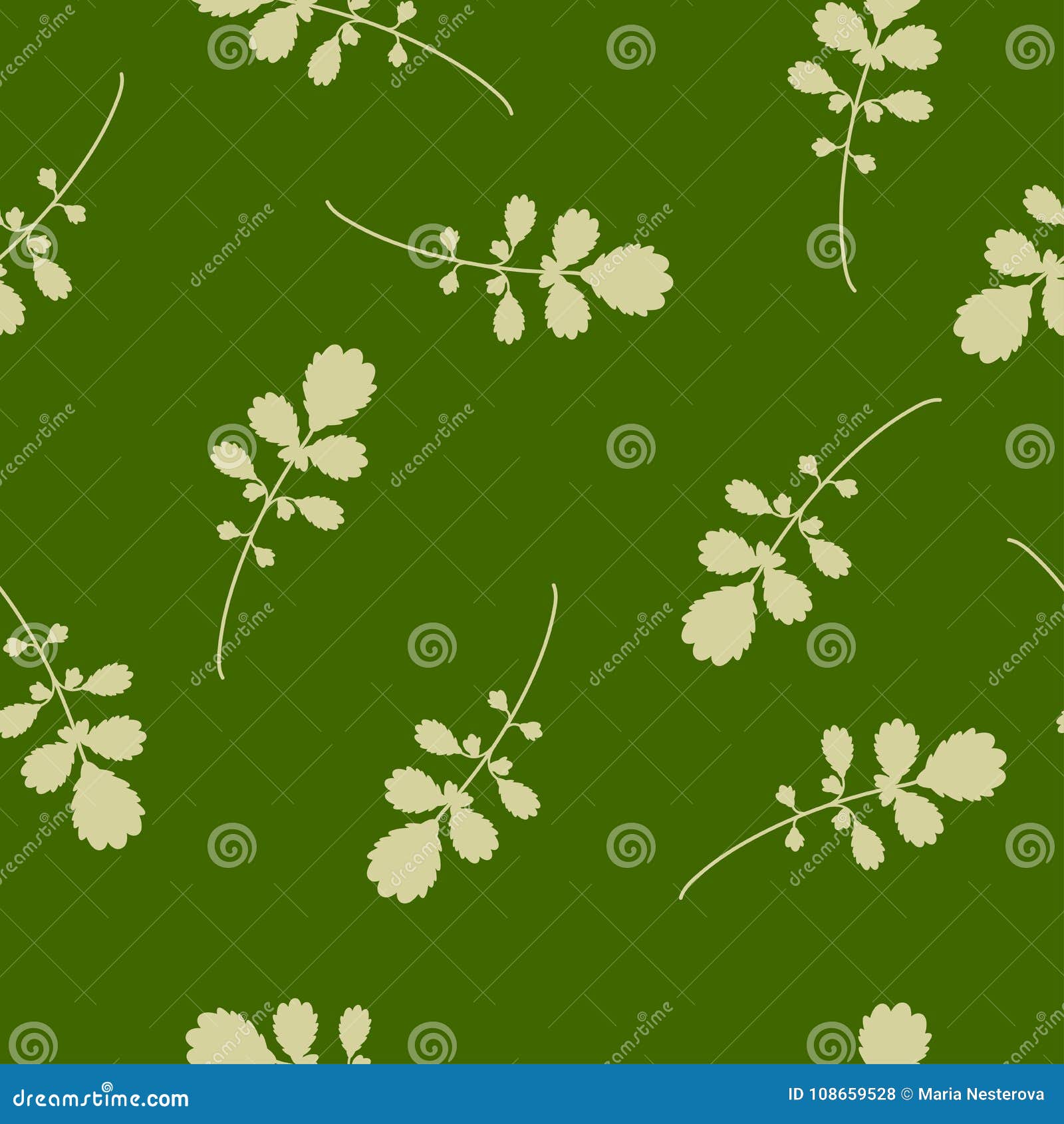 Seamless Floral Pattern. Repeating Texture on a Green Background. Blade ...