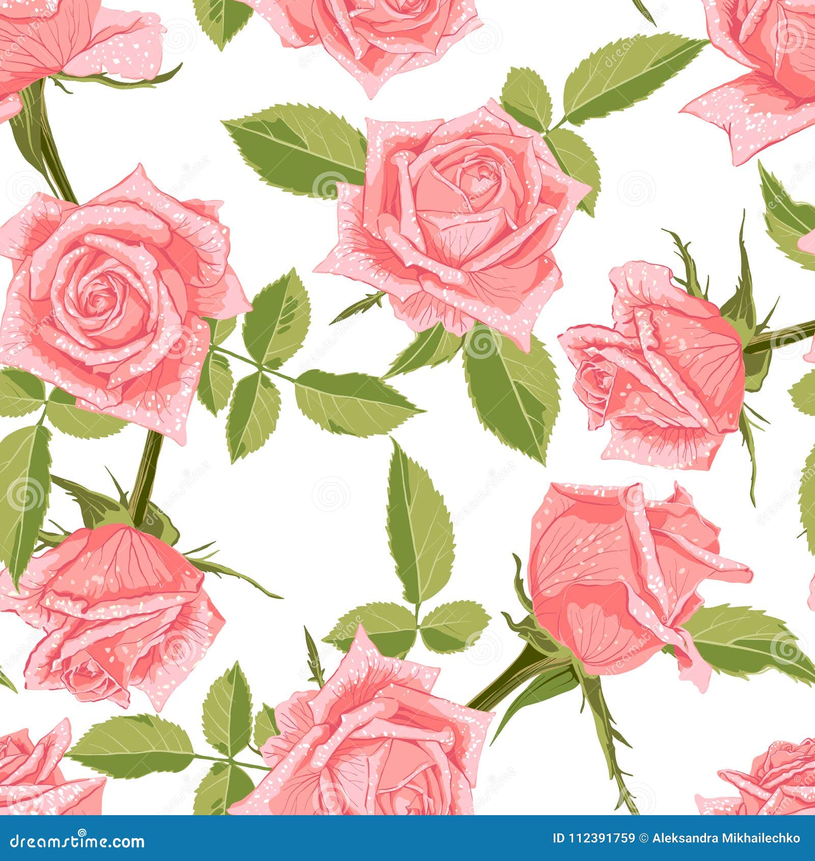 Seamless Floral Pattern with Roses. Stock Vector - Illustration of ...