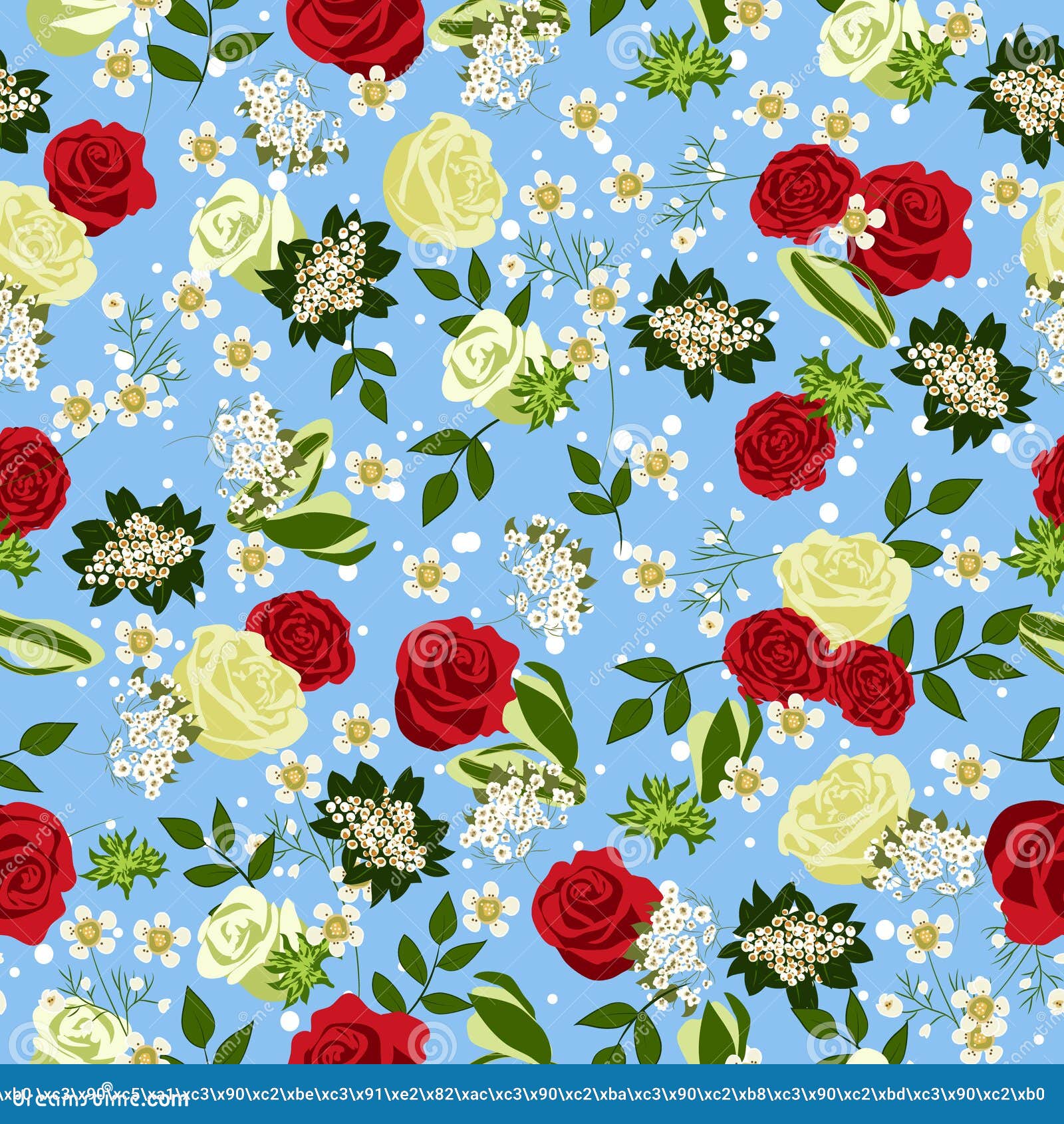 Seamless Floral Pattern with Roses. Vector Stock Vector - Illustration ...