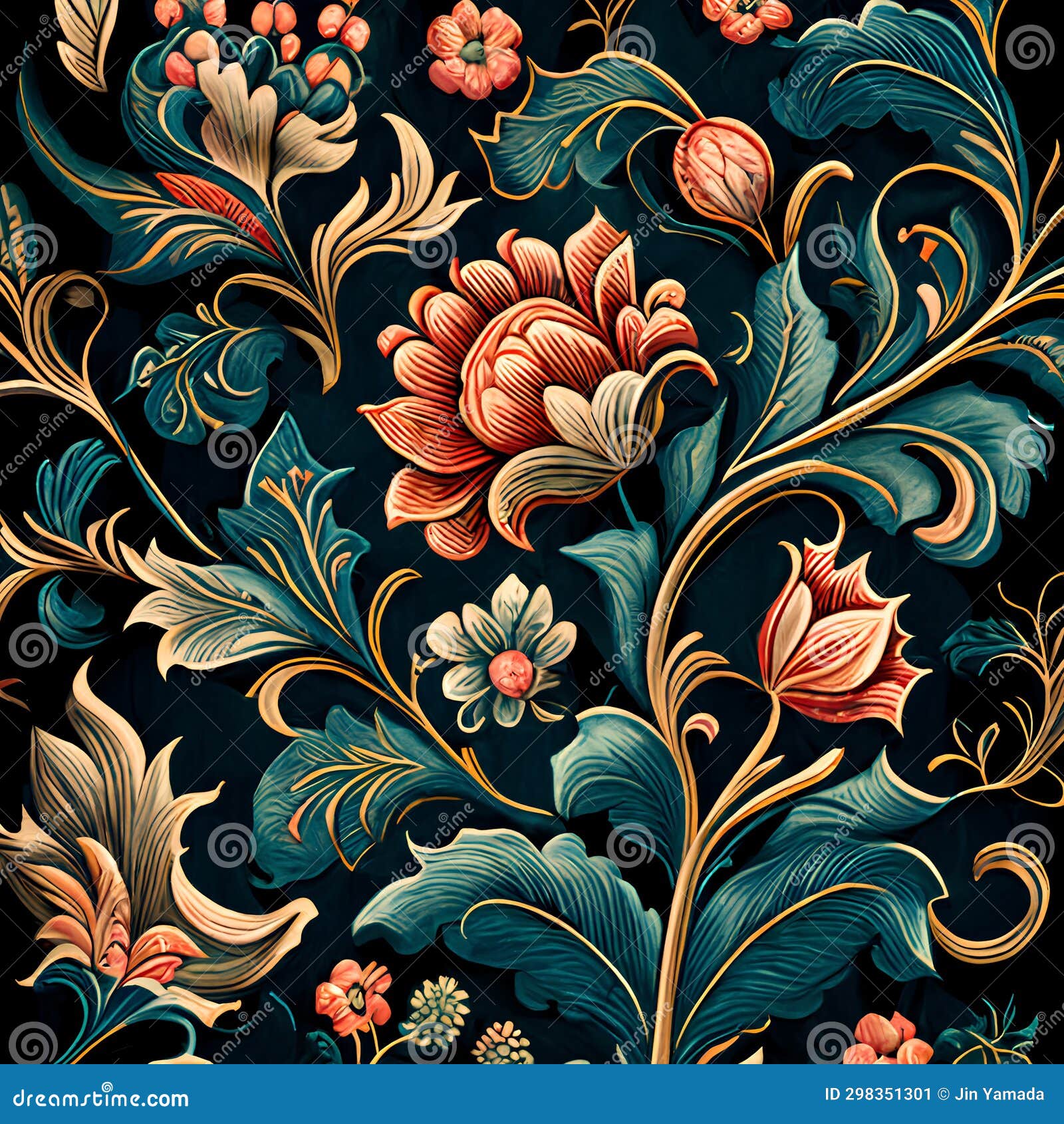 Seamless Floral Pattern in Russian Folk Style. Vector Illustration ...