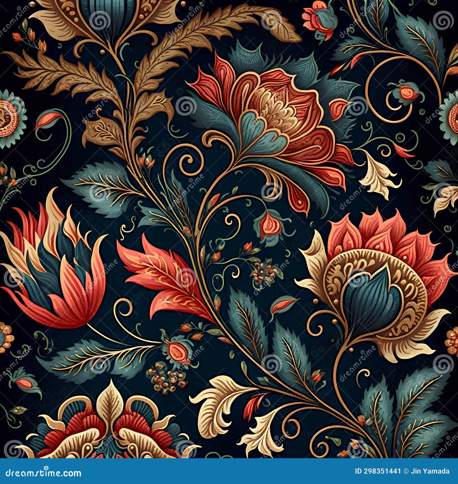 Seamless Floral Pattern in Russian Folk Style. Vector Illustration ...
