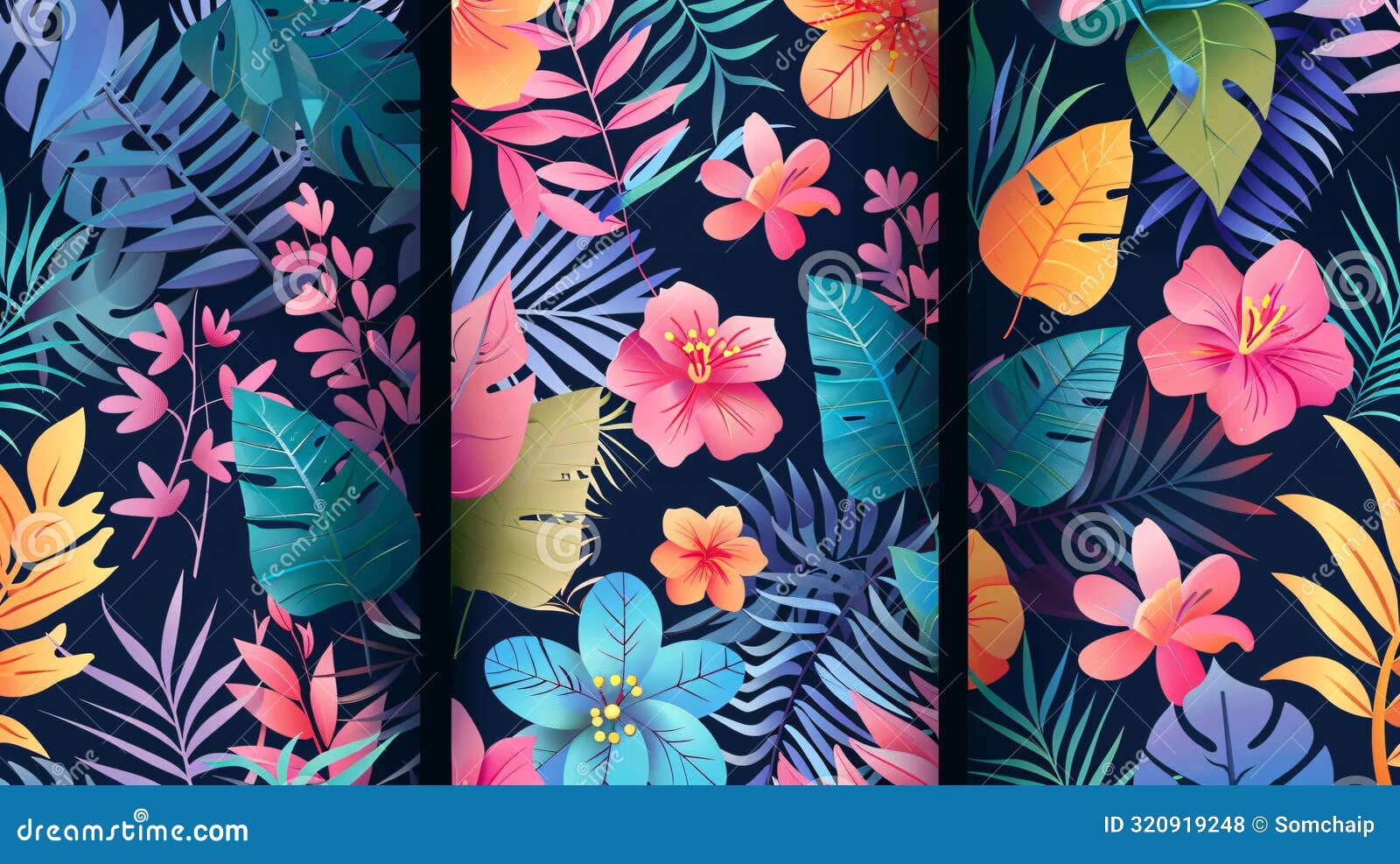 Seamless Floral Pattern Set Modern Exotic Design for Paper Stock ...