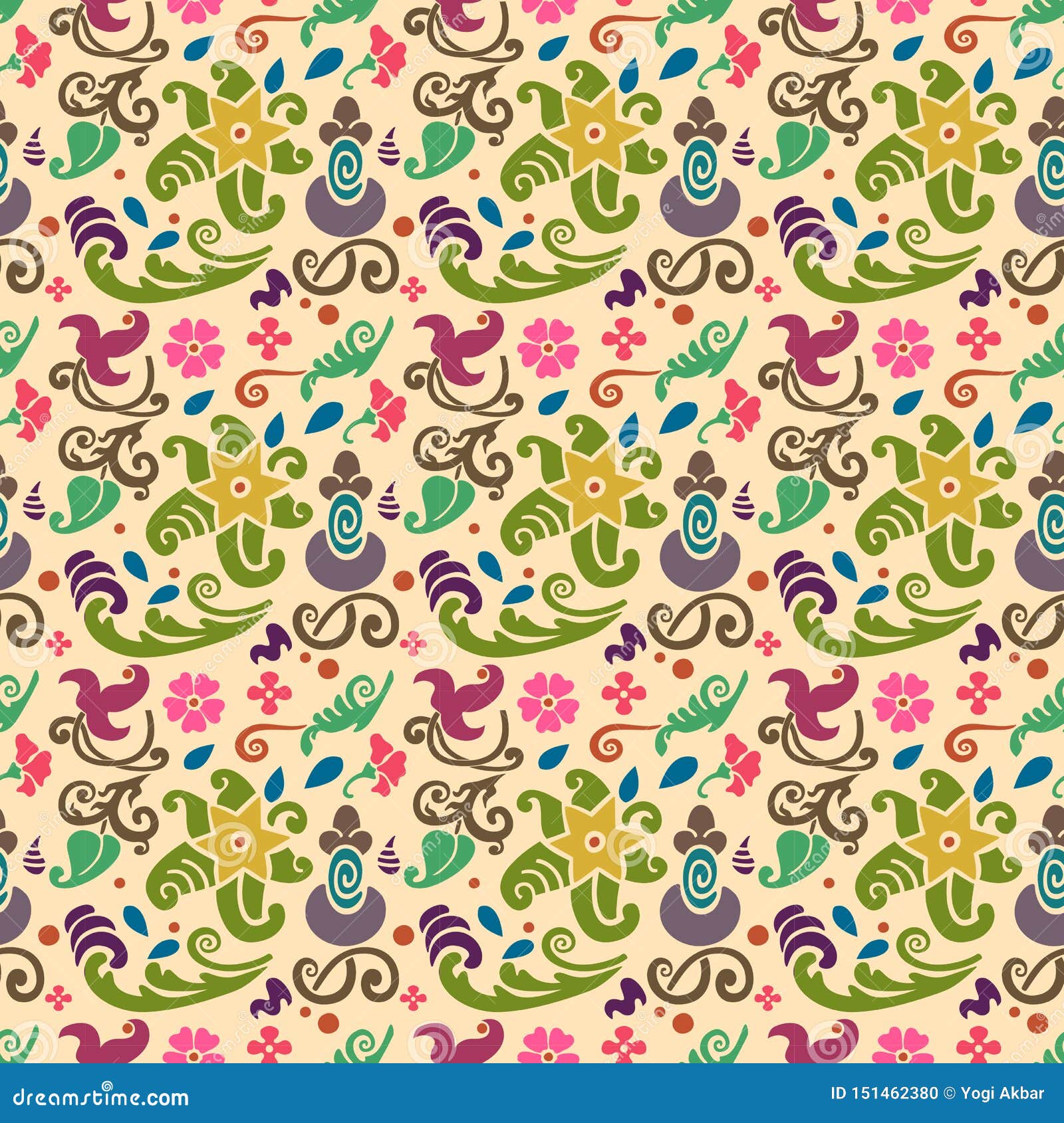 Seamless Floral Pattern with Smooth Color Background Stock Vector ...